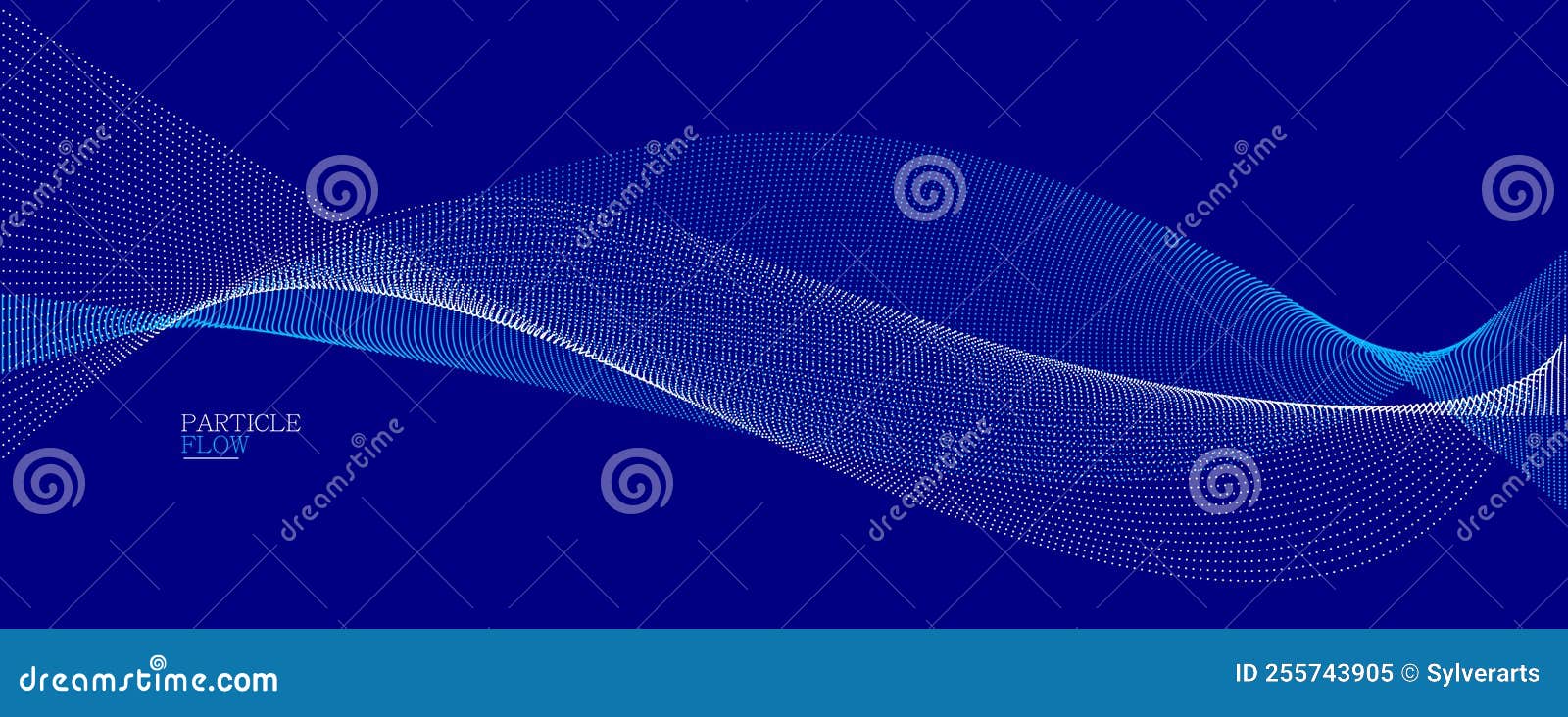 Dark Blue Abstract Background, Vector Wave of Flowing Particles, Curvy ...