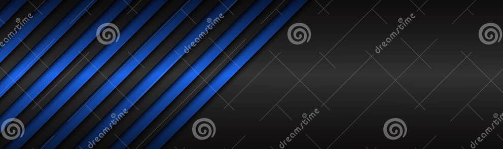 Dark Blue Abstract Metallic Vector Header with Slanting Lines. Blue ...
