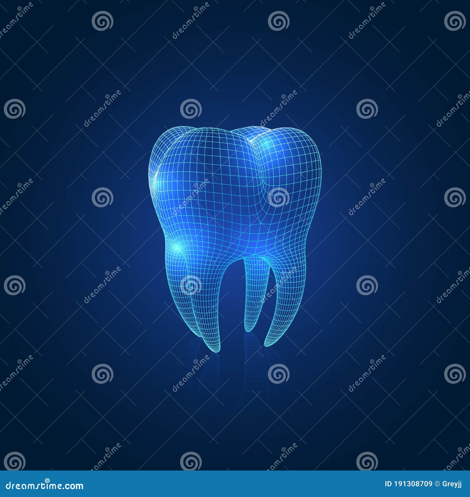 Dark Blue Abstract Vector Wireframe Polygonal Mesh Tooth with ...