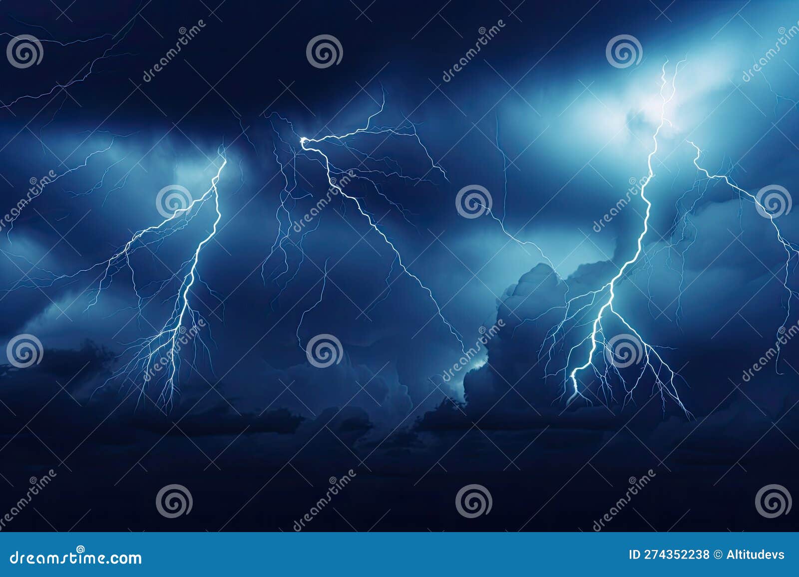 Dark Blue Backdrop with Lightning and Stormy Sky in the Background ...
