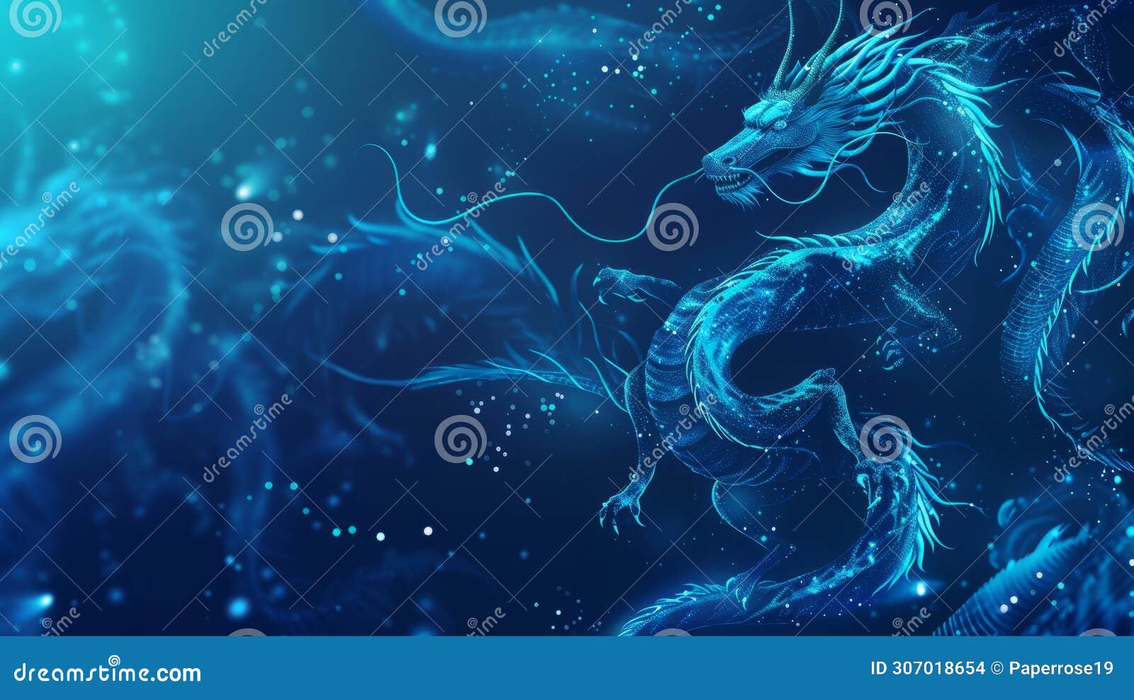 Dark Blue Background with Abstract Flying Dragons. Stock Illustration ...
