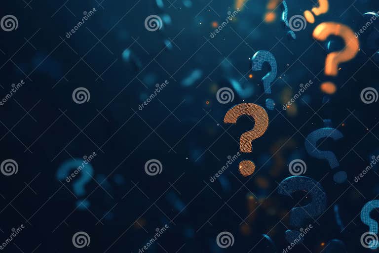 A Dark Blue Background with Floating Question Marks Representing Curiosity and Open-mindedness ...