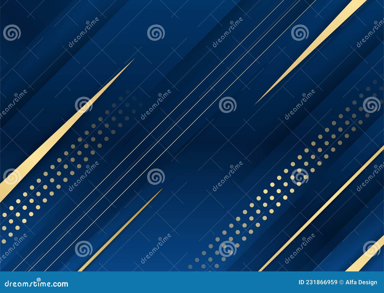 Dark Blue Background with Gold Shiny Line Elements for Presentation ...