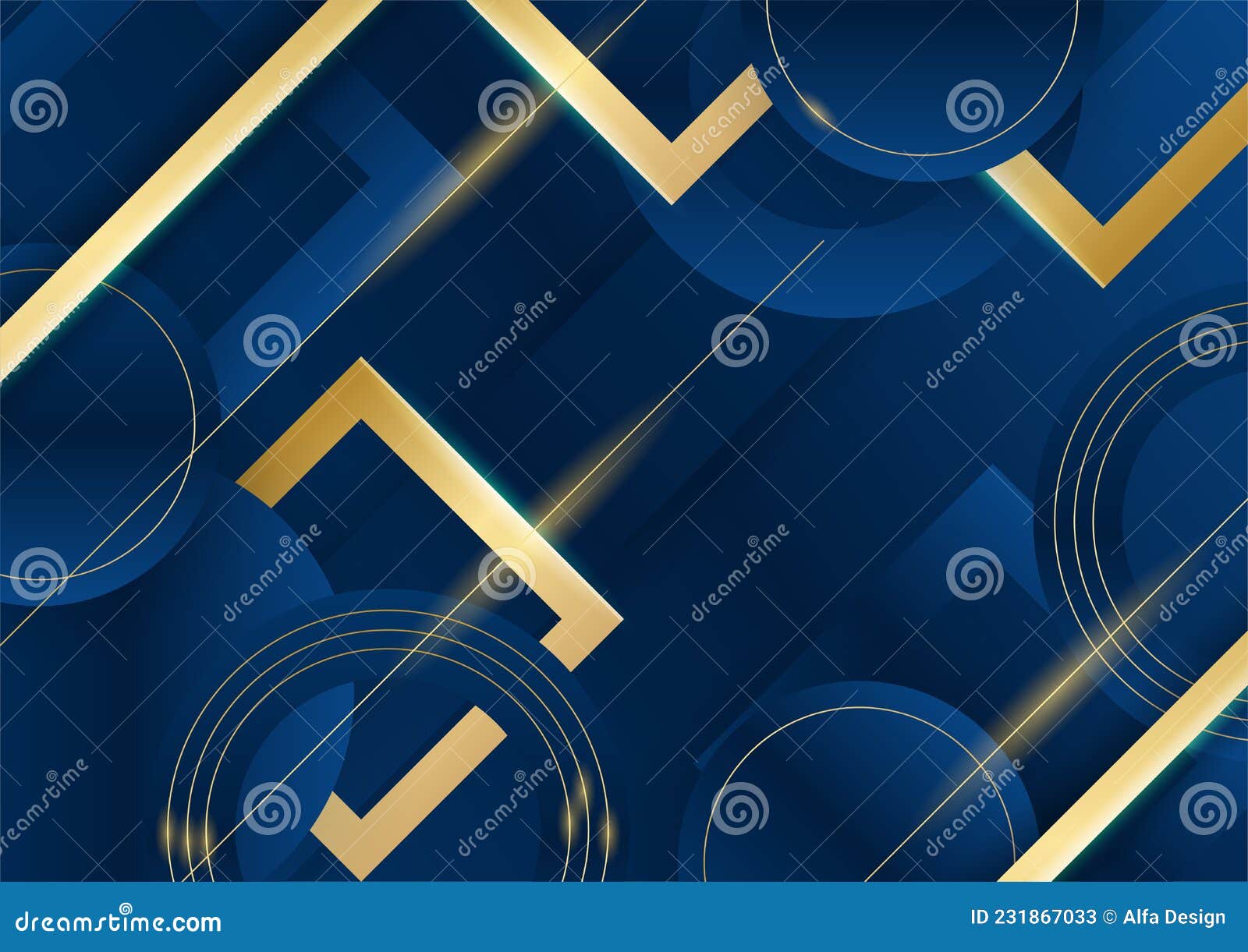 Dark Blue Background with Gold Shiny Line Elements for Presentation ...