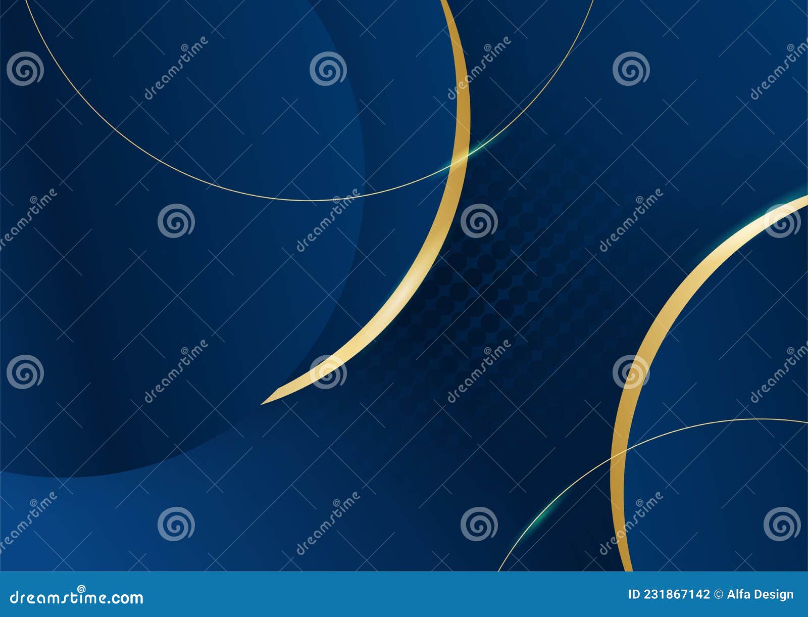 Dark Blue Background with Gold Shiny Line Elements for Presentation ...