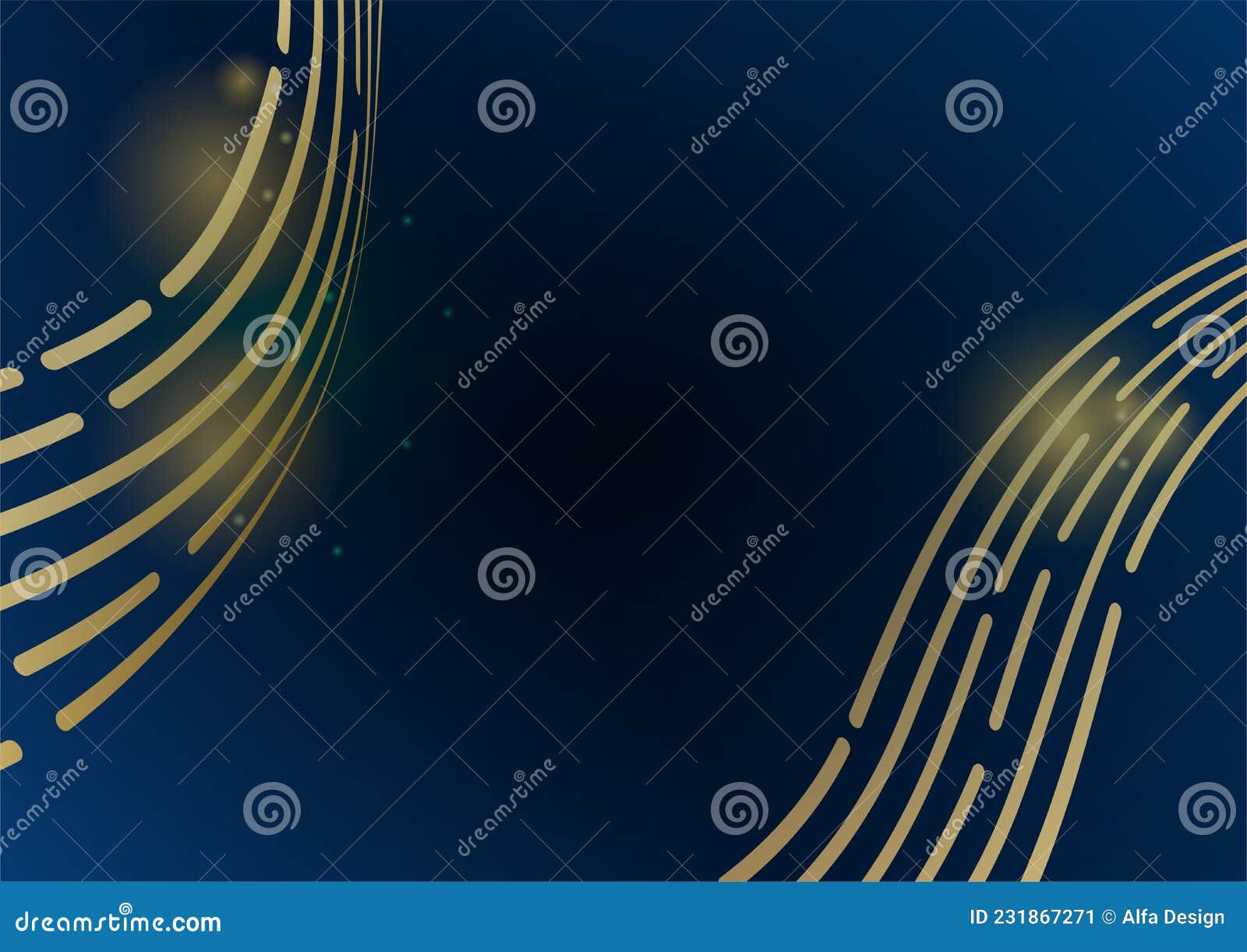 Dark Blue Background with Gold Shiny Line Elements for Presentation ...
