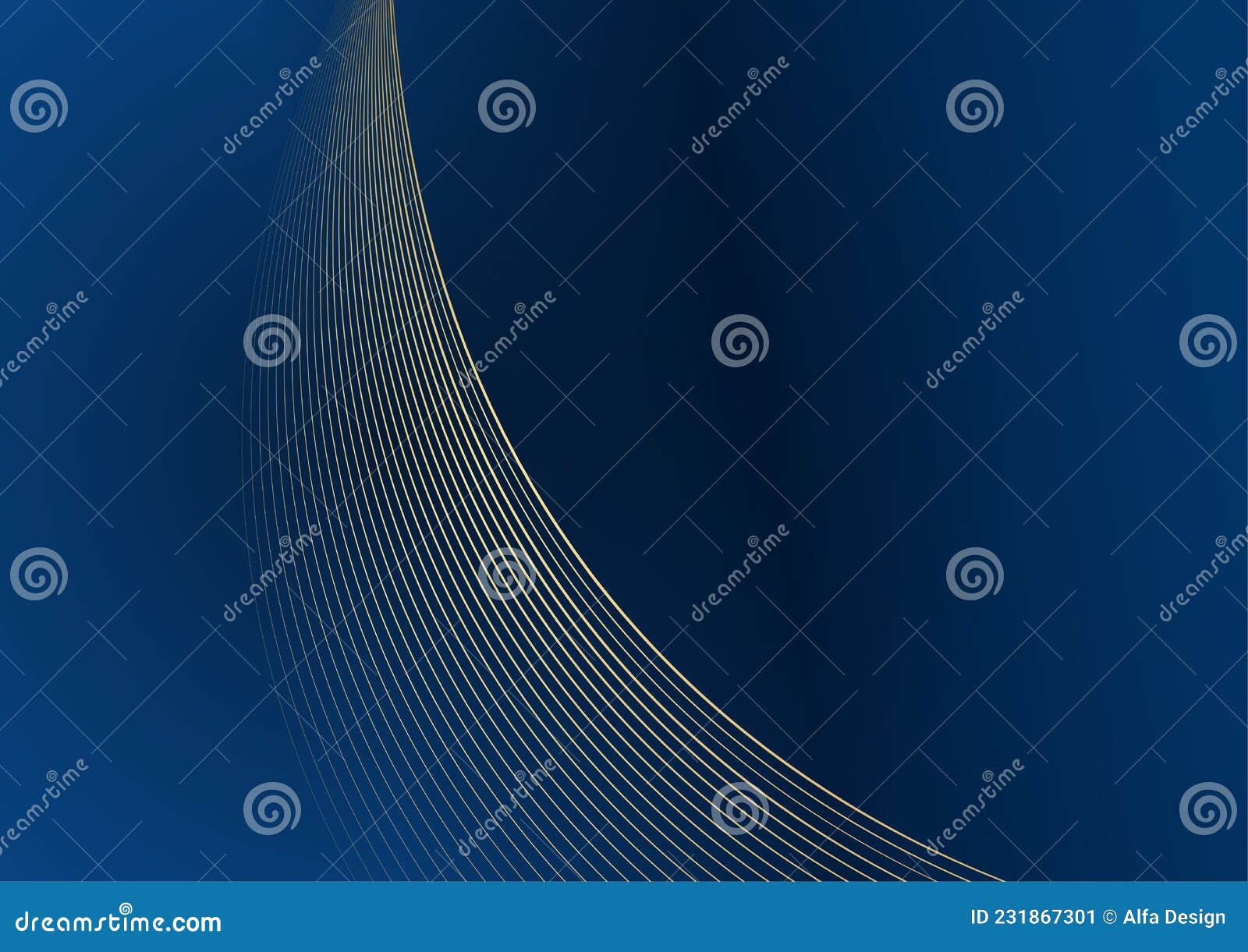 Dark Blue Background with Gold Shiny Line Elements for Presentation ...