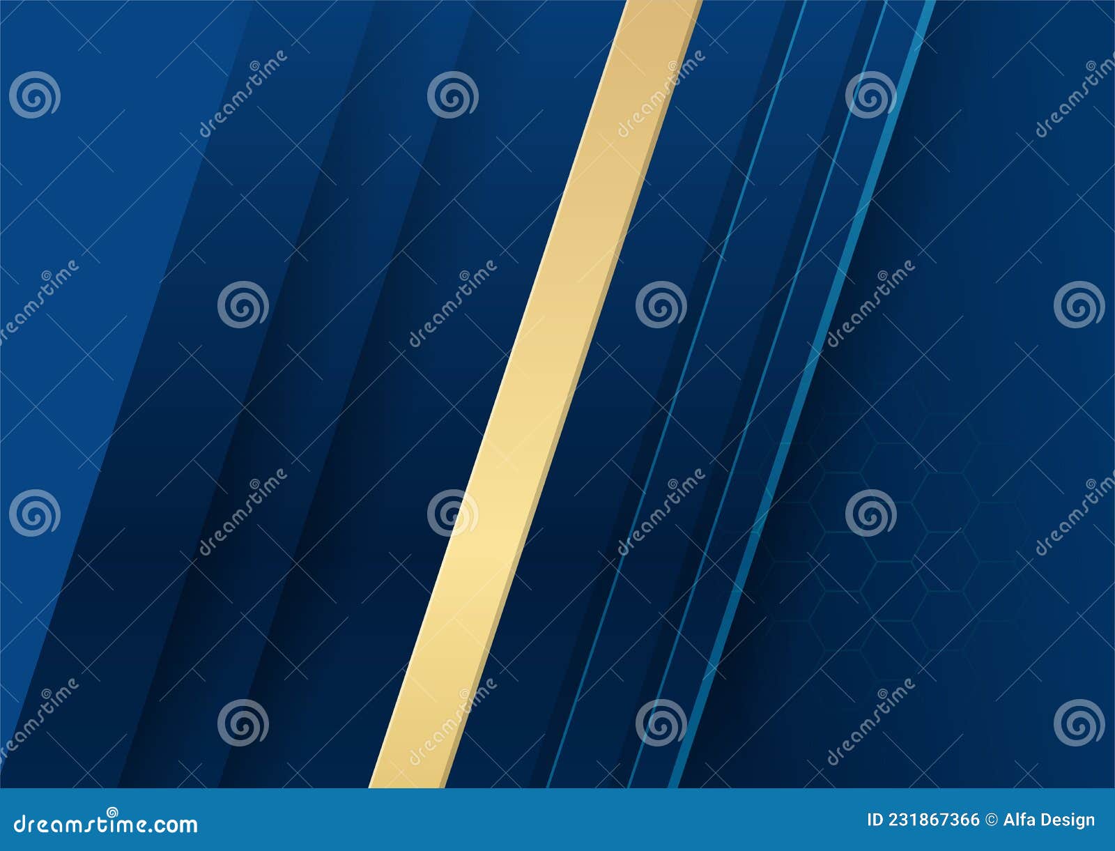 Dark Blue Background with Gold Shiny Line Elements for Presentation ...