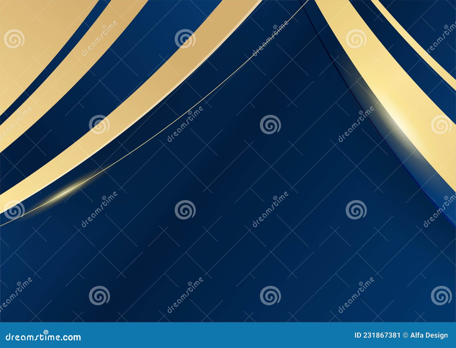 Dark Blue Background with Gold Shiny Line Elements for Presentation ...
