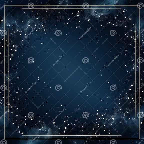 A Dark Blue Background with Stars and a Square Frame Stock Illustration ...
