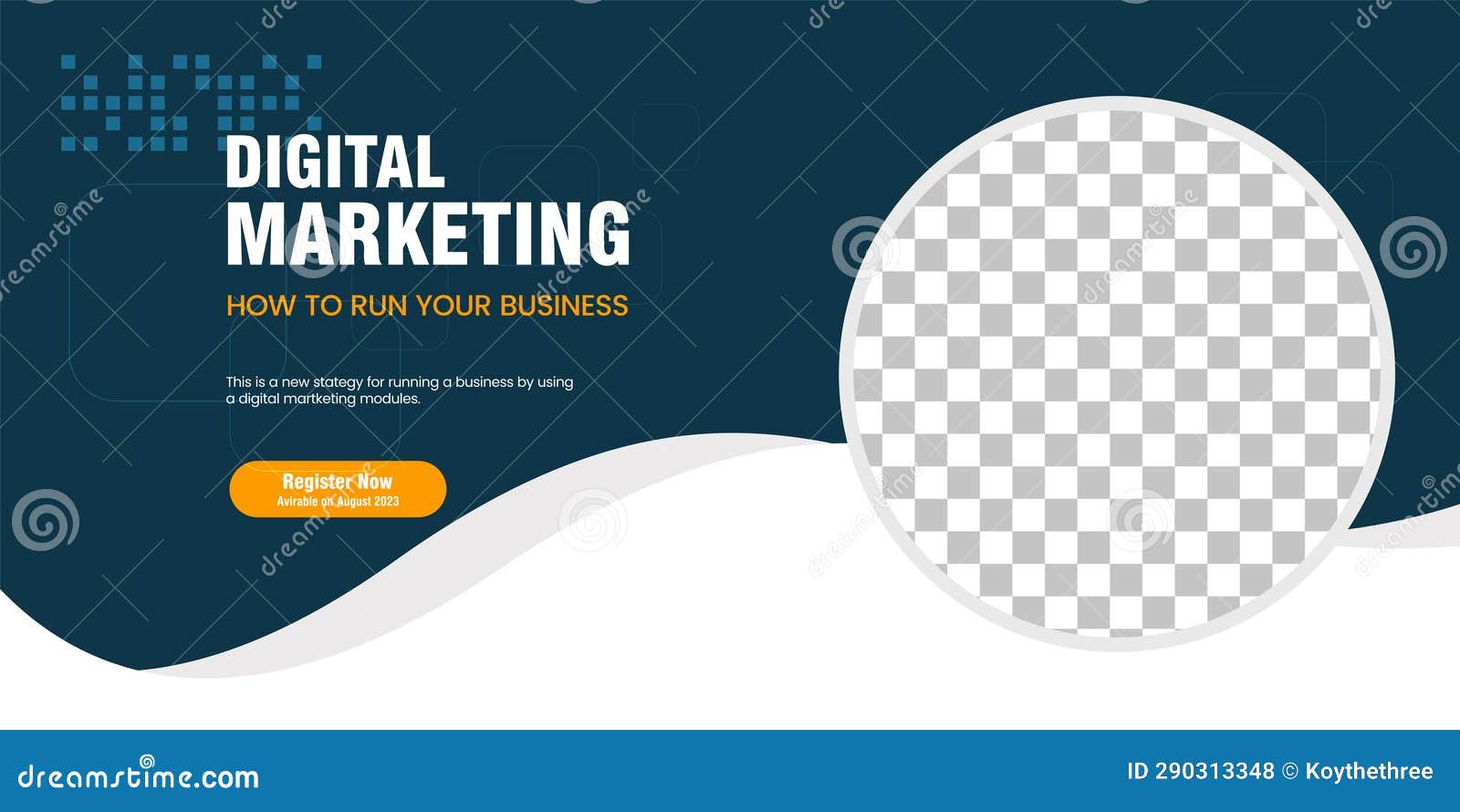 Dark Blue Banner Design for Digital Marketing Stock Illustration ...