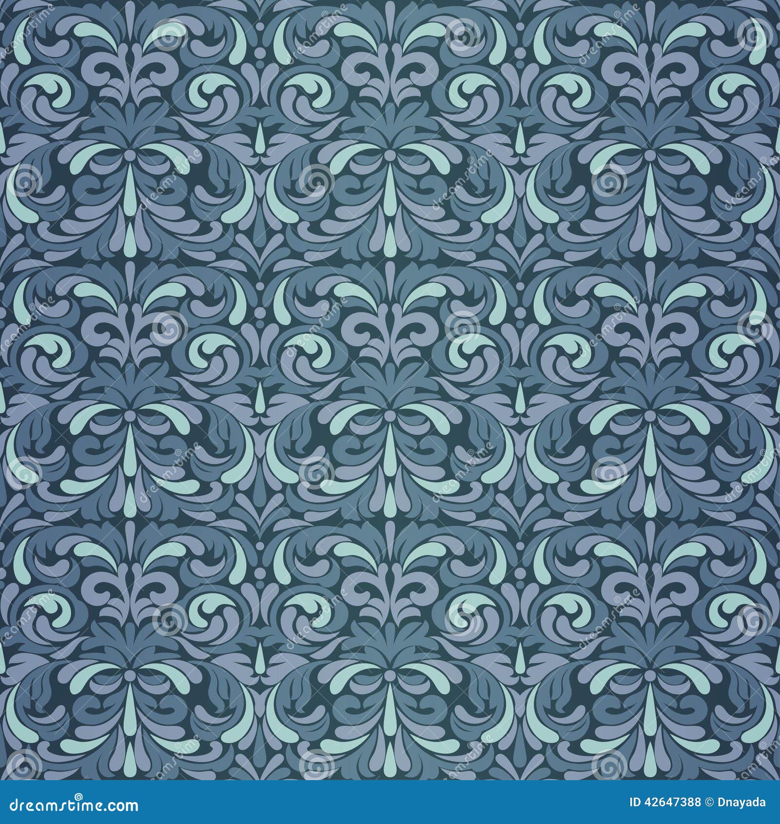 Dark blue baroque pattern stock vector. Illustration of decor - 42647388