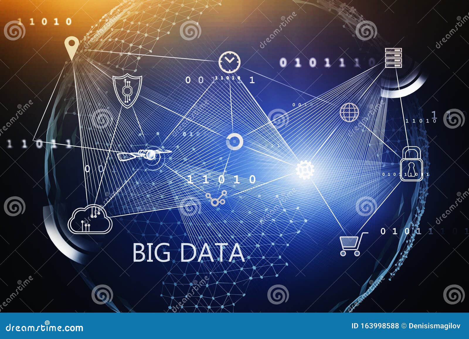 Dark Blue Big Data Interface Stock Illustration - Illustration of ...