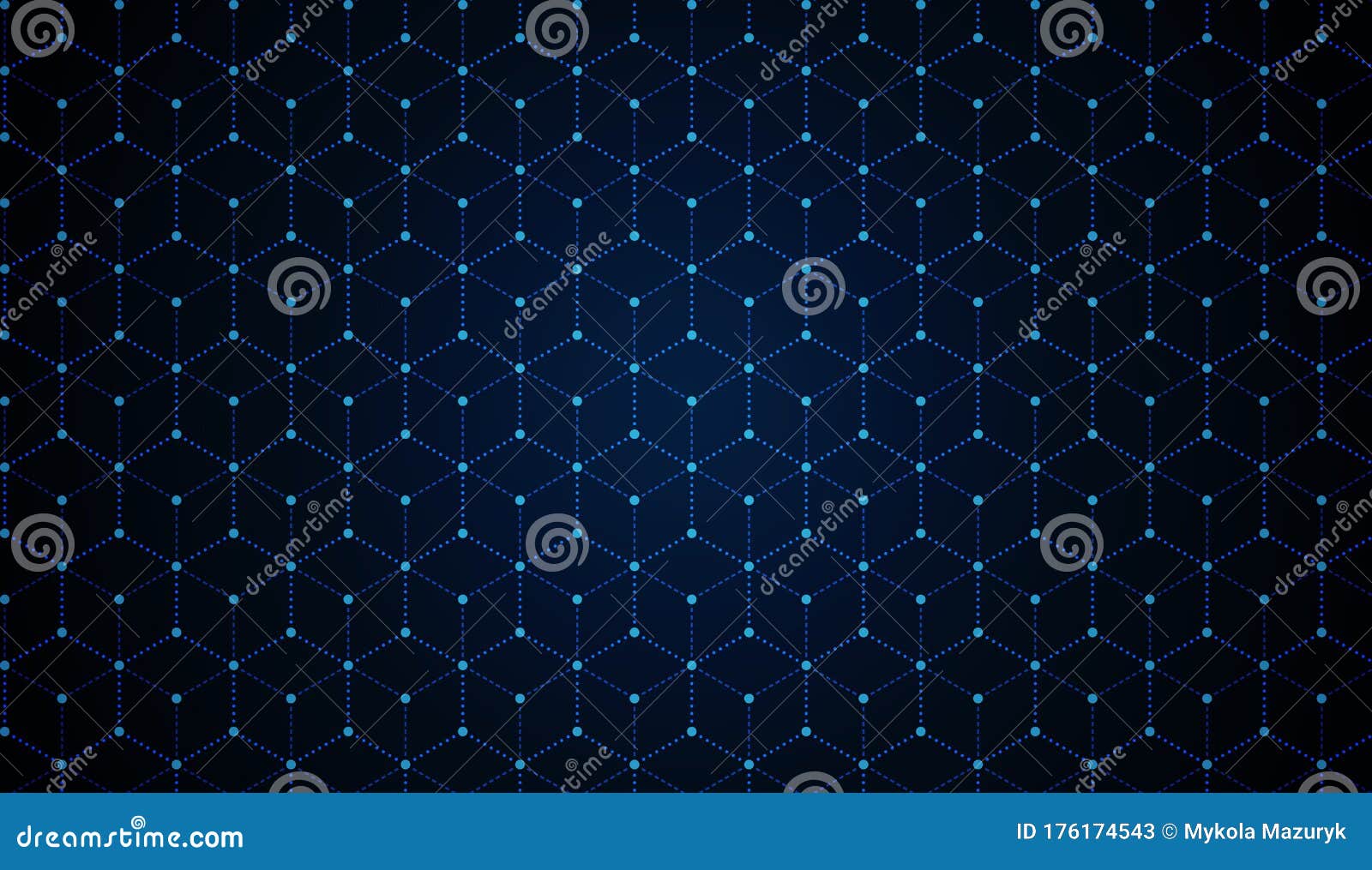 Dark Blue Blockchain Technology Background with Dots and Hexagons Stock ...