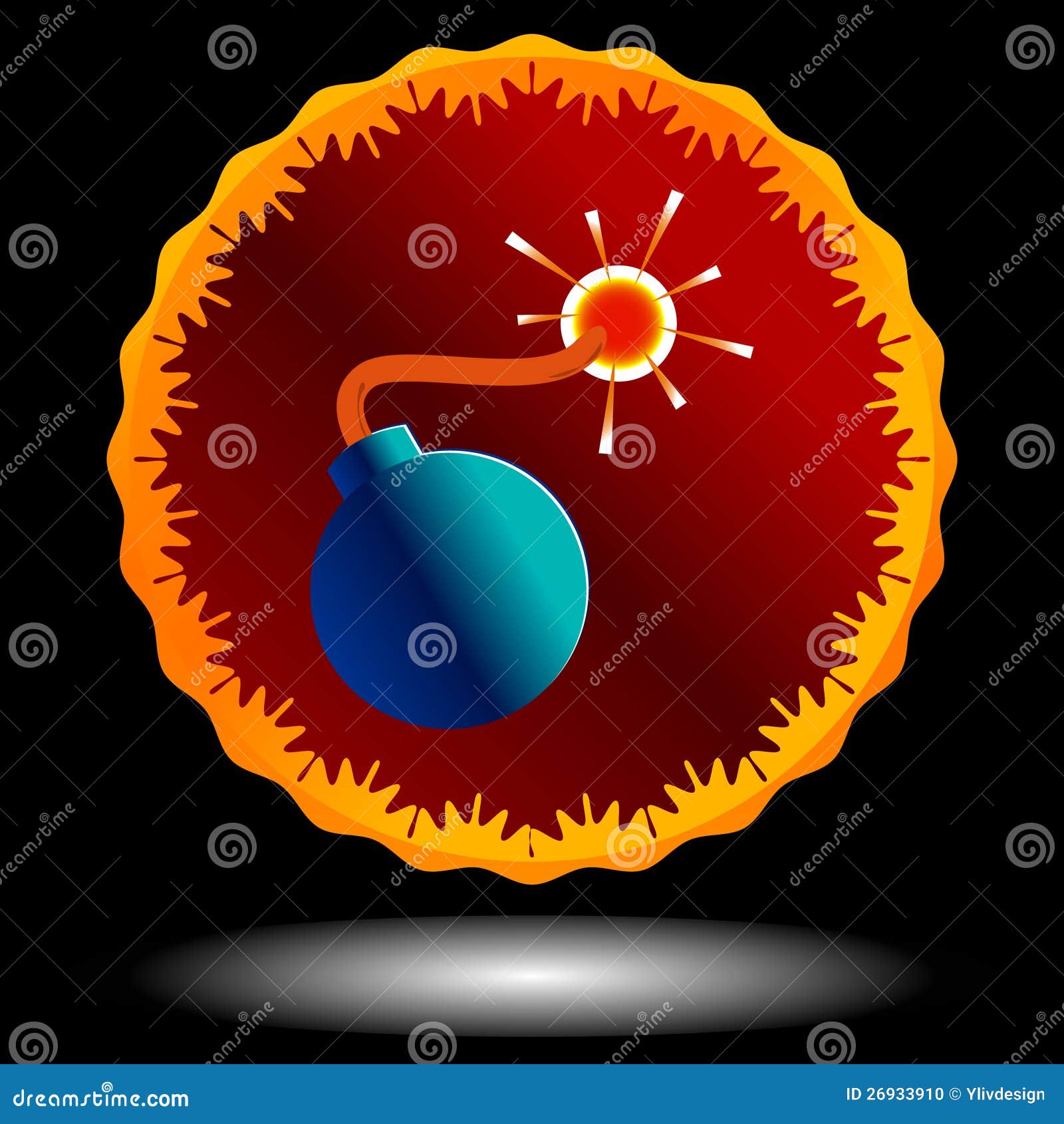 Dark blue bomb burning stock vector. Illustration of explosive - 26933910