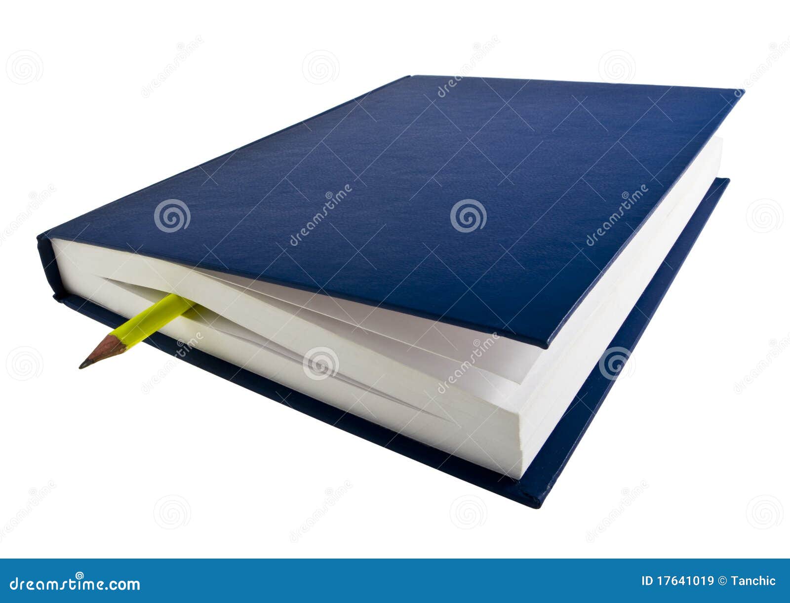 Dark Blue Book with a Book-mark Pencil Stock Image - Image of large ...