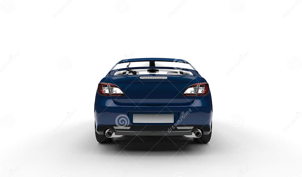 Dark Blue Car - Back View stock illustration. Illustration of modern ...