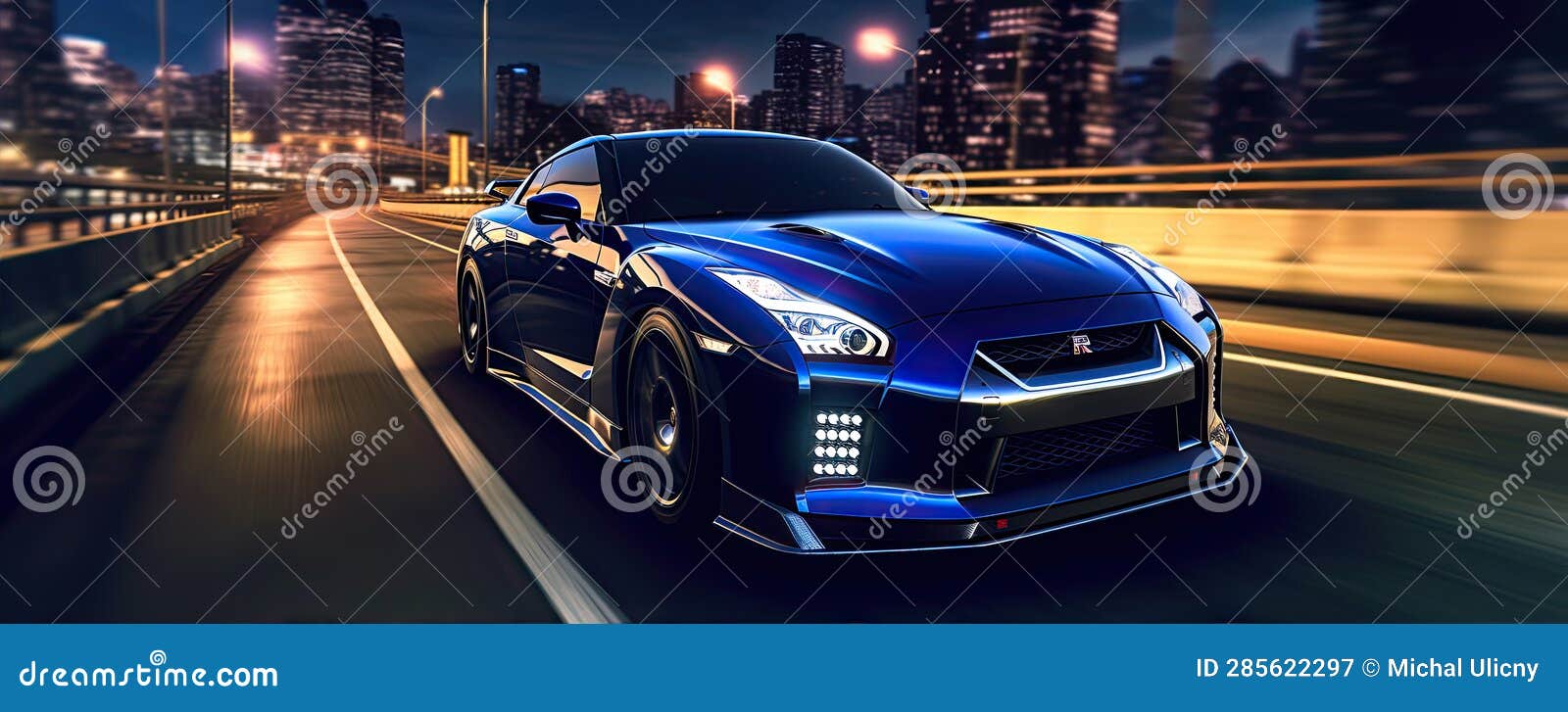 A Car Midnight in Town. Generative Ai Stock Image - Image of vehicle ...