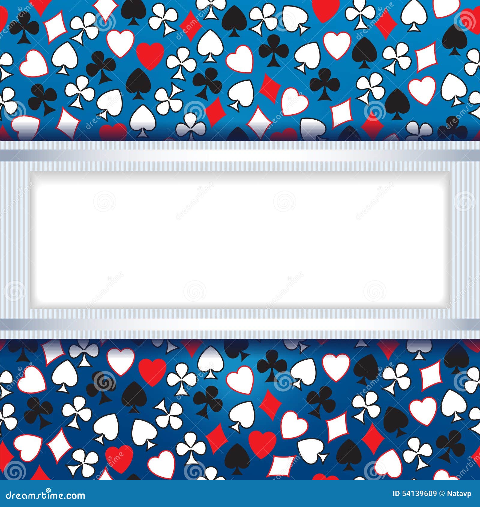 Dark Blue Card with Casino Pattern and Band for Sample Text. Stock ...