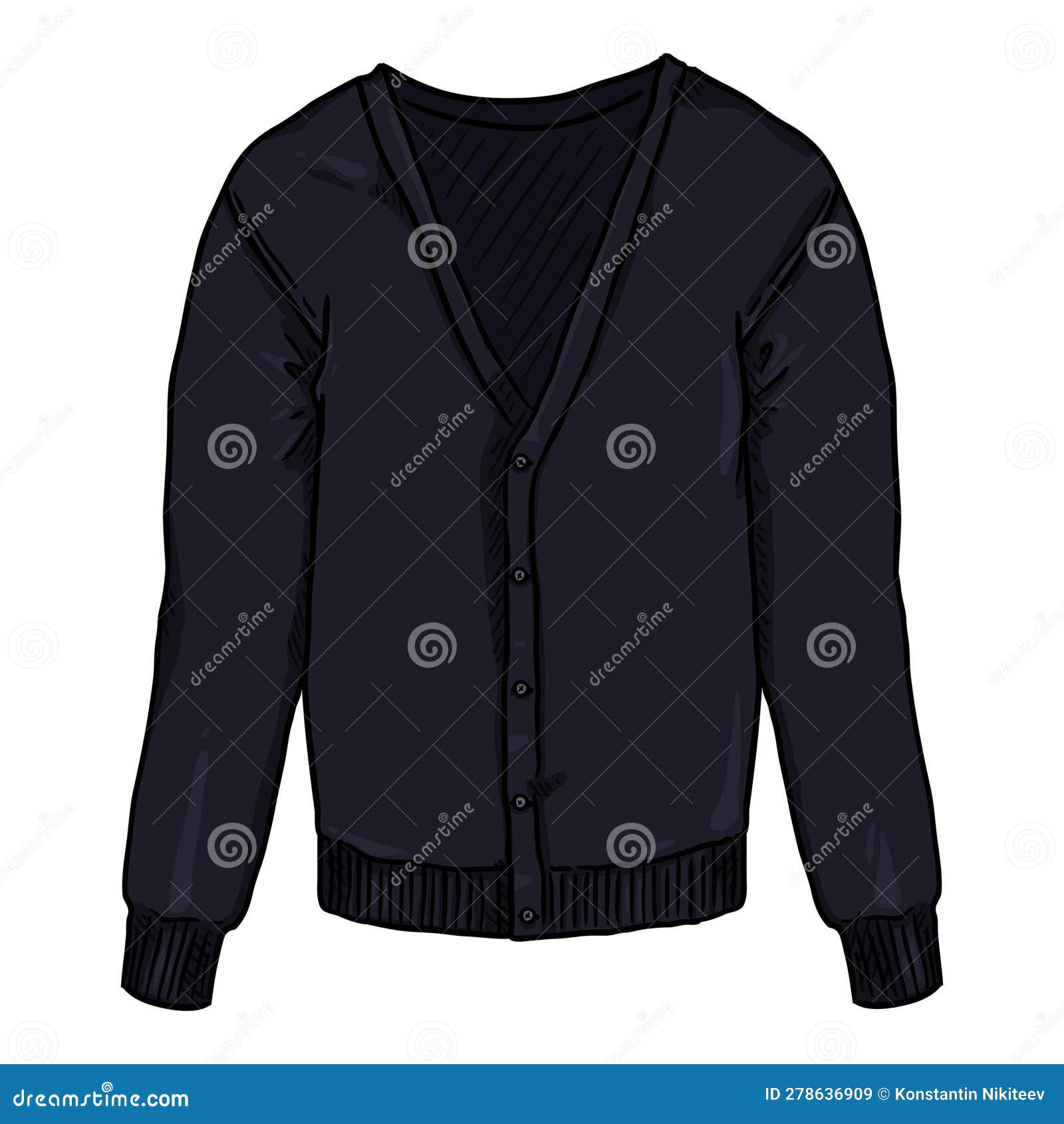 Dark Blue Cardigan on White Background. Vector Cartoon Illustration ...
