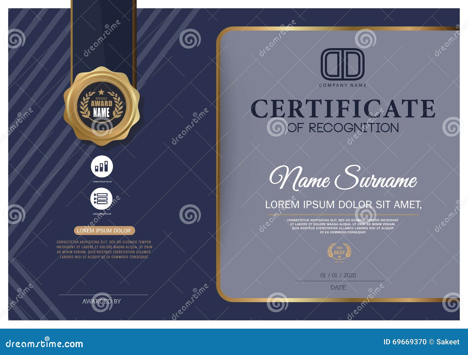 Dark Blue Certificate, Vector Certificate Template. Stock Vector ...