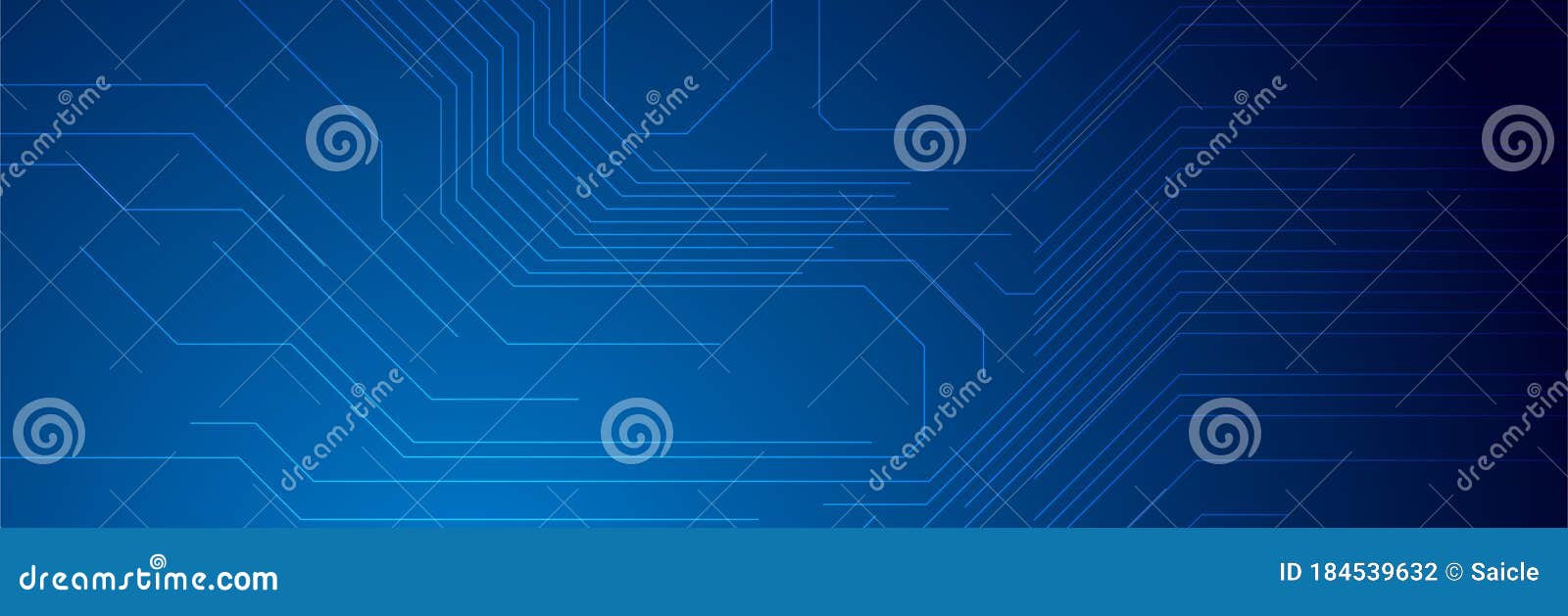 Dark Blue Circuit Board Chip Lines Tech Background Stock Vector ...