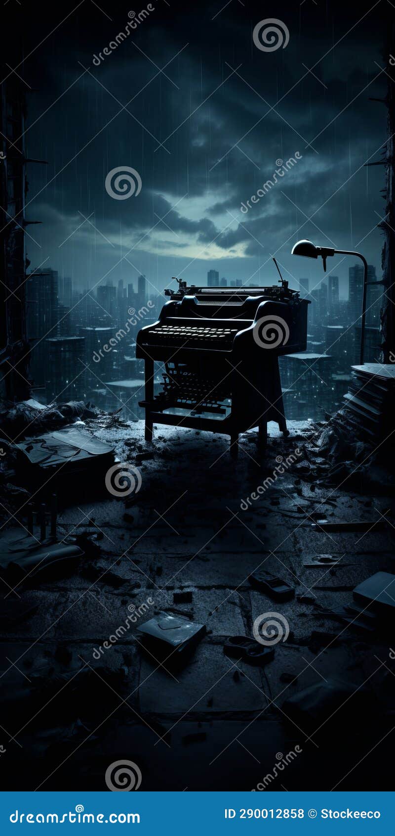 Dark Blue City: Apocalyptic Collage of Piano and Computer Wallpapers ...