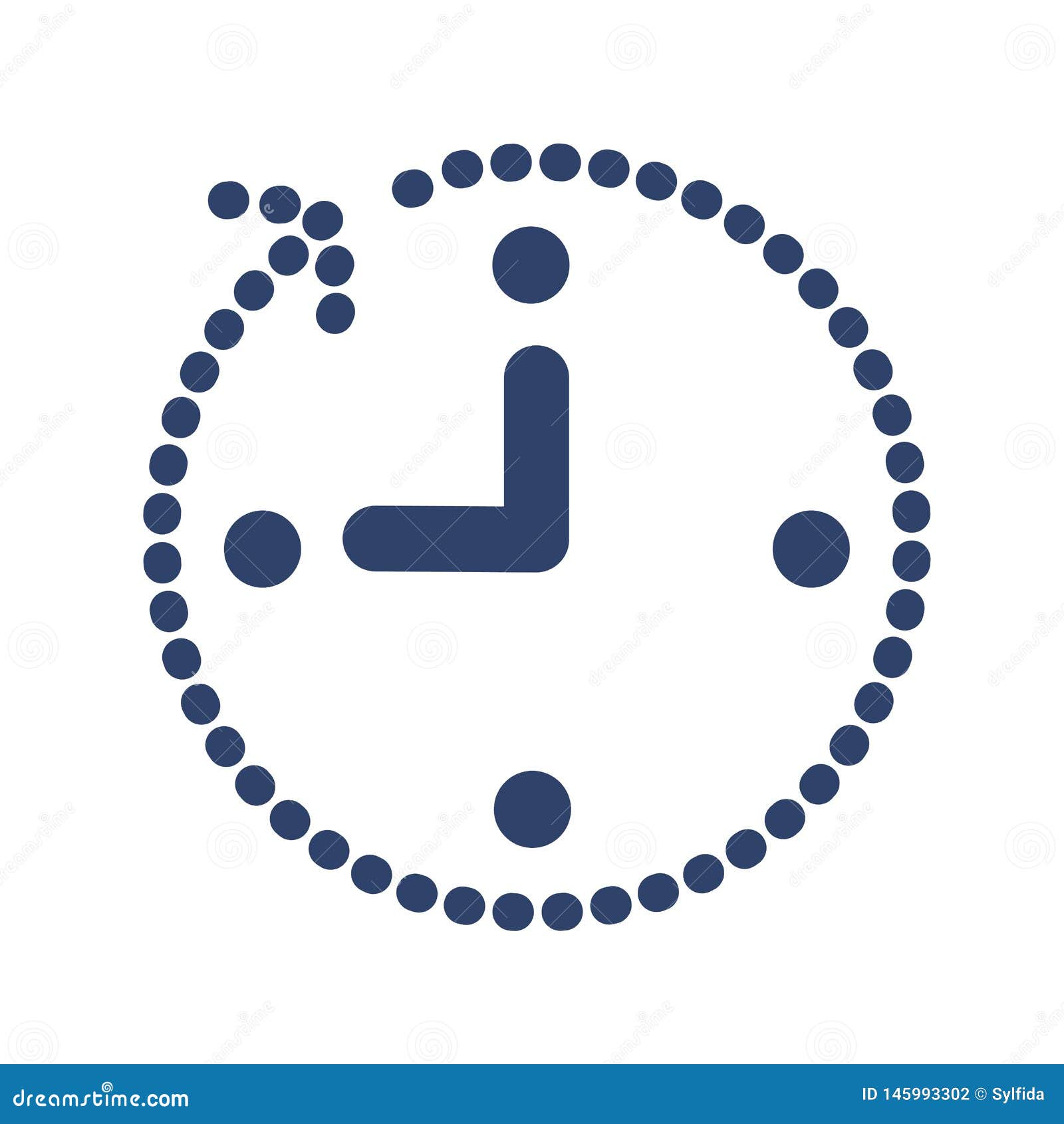 Dark Blue Clock Icon with Dots. Vector Stock Illustration ...