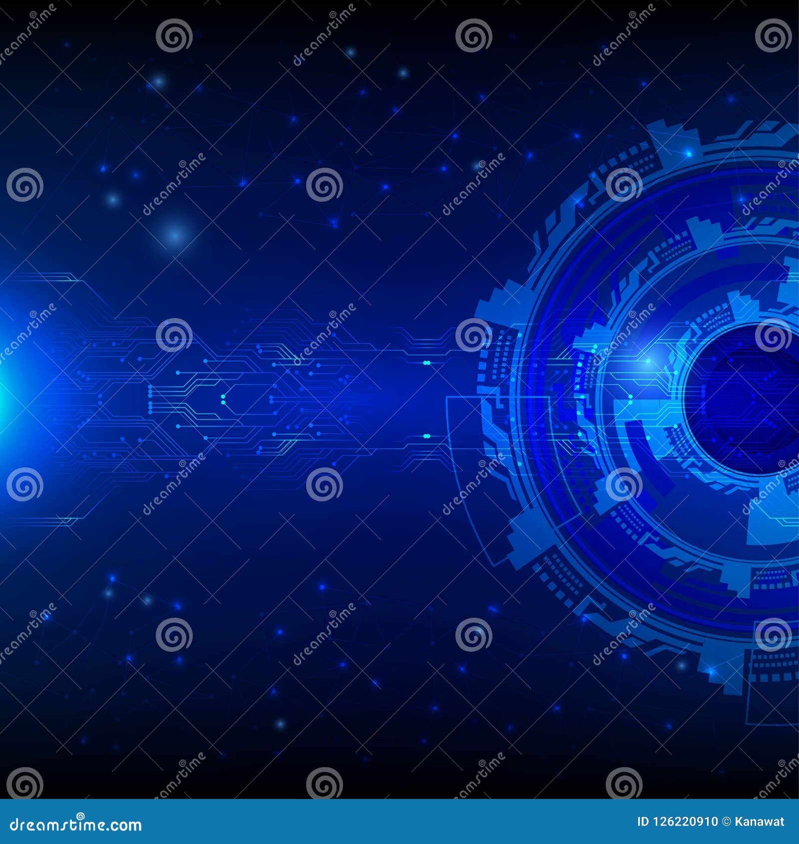 Dark Blue Color Vector Background. Digital Technology Abstract ...