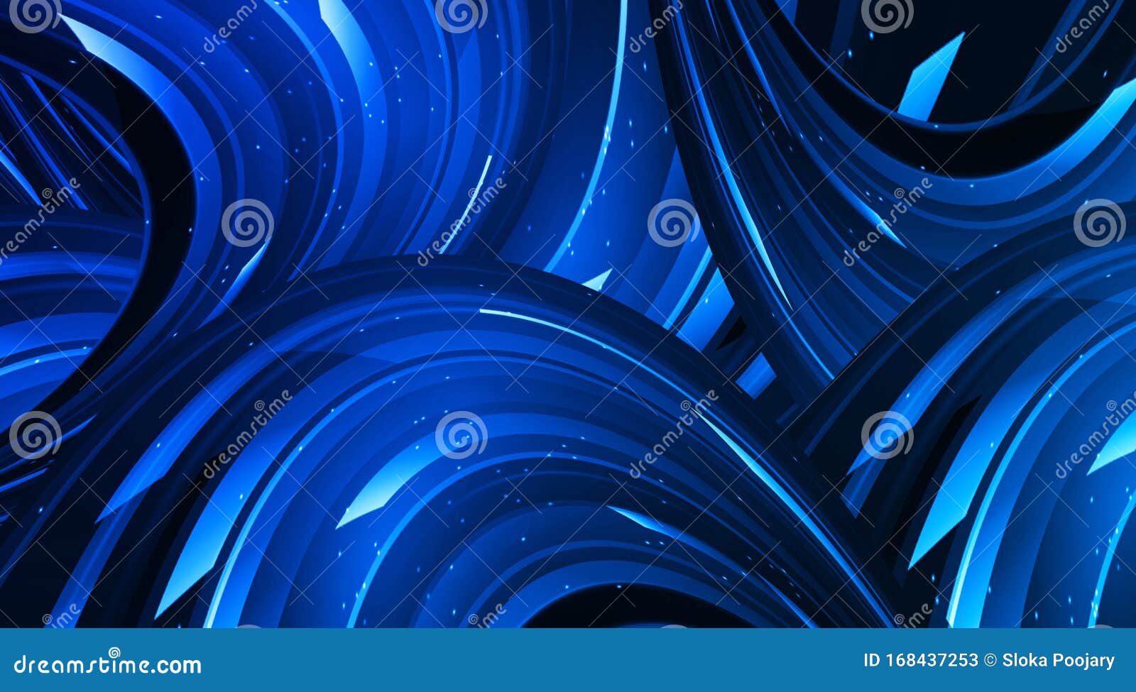 Dark Blue Colored Shiny Abstract Twisted Shape. Computer Generated ...