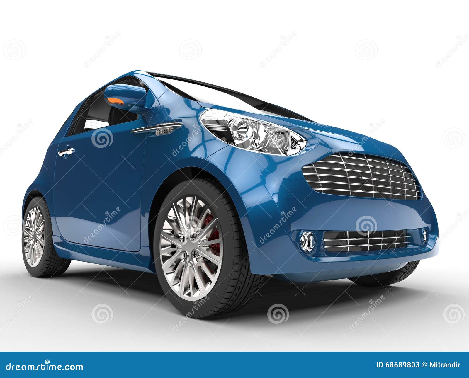 Dark Blue Compact Car - Front Closeup View Stock Image - Image of ...