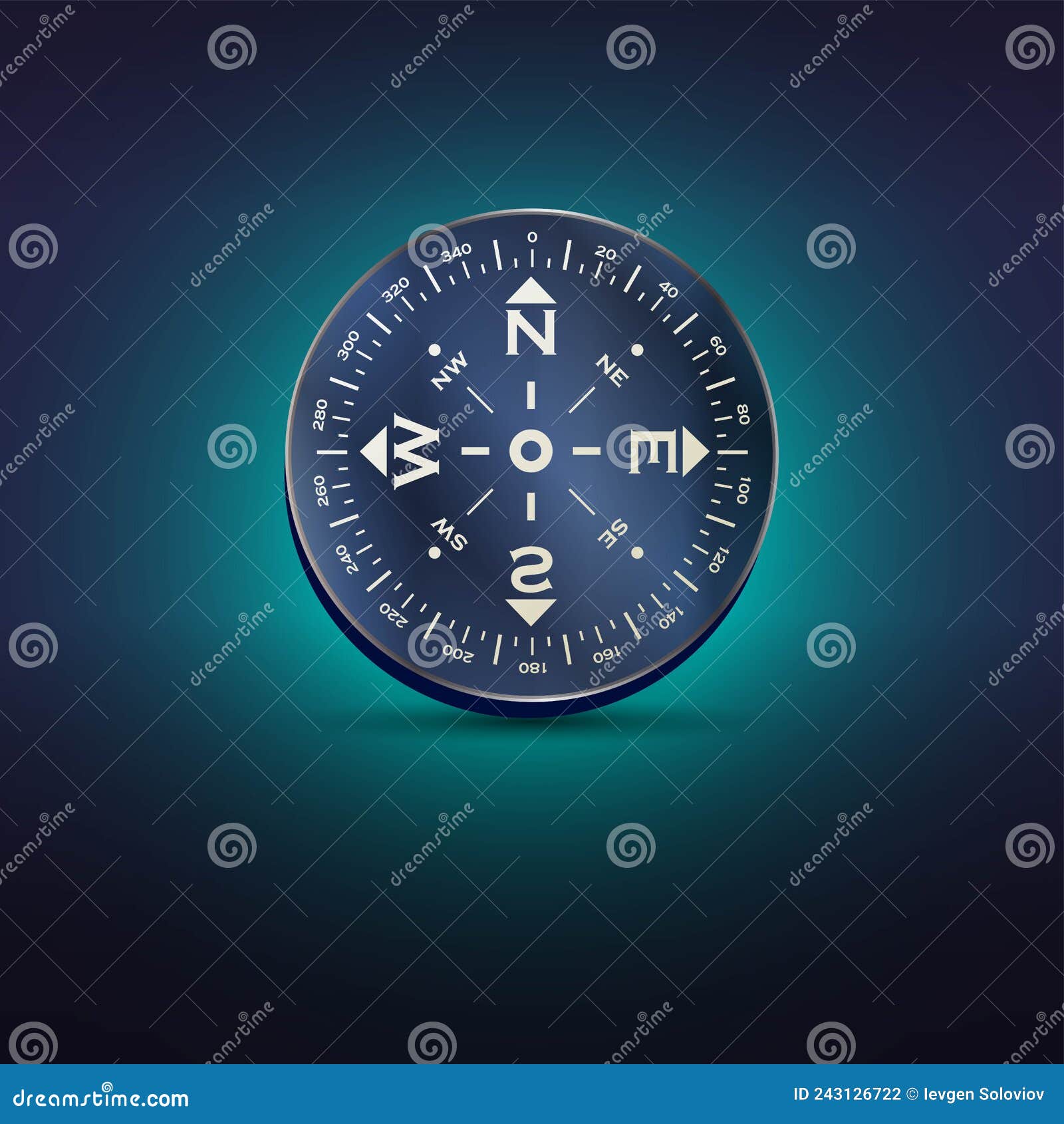 Dark Blue Conmpass Silhouette Background Stock Vector - Illustration of ...