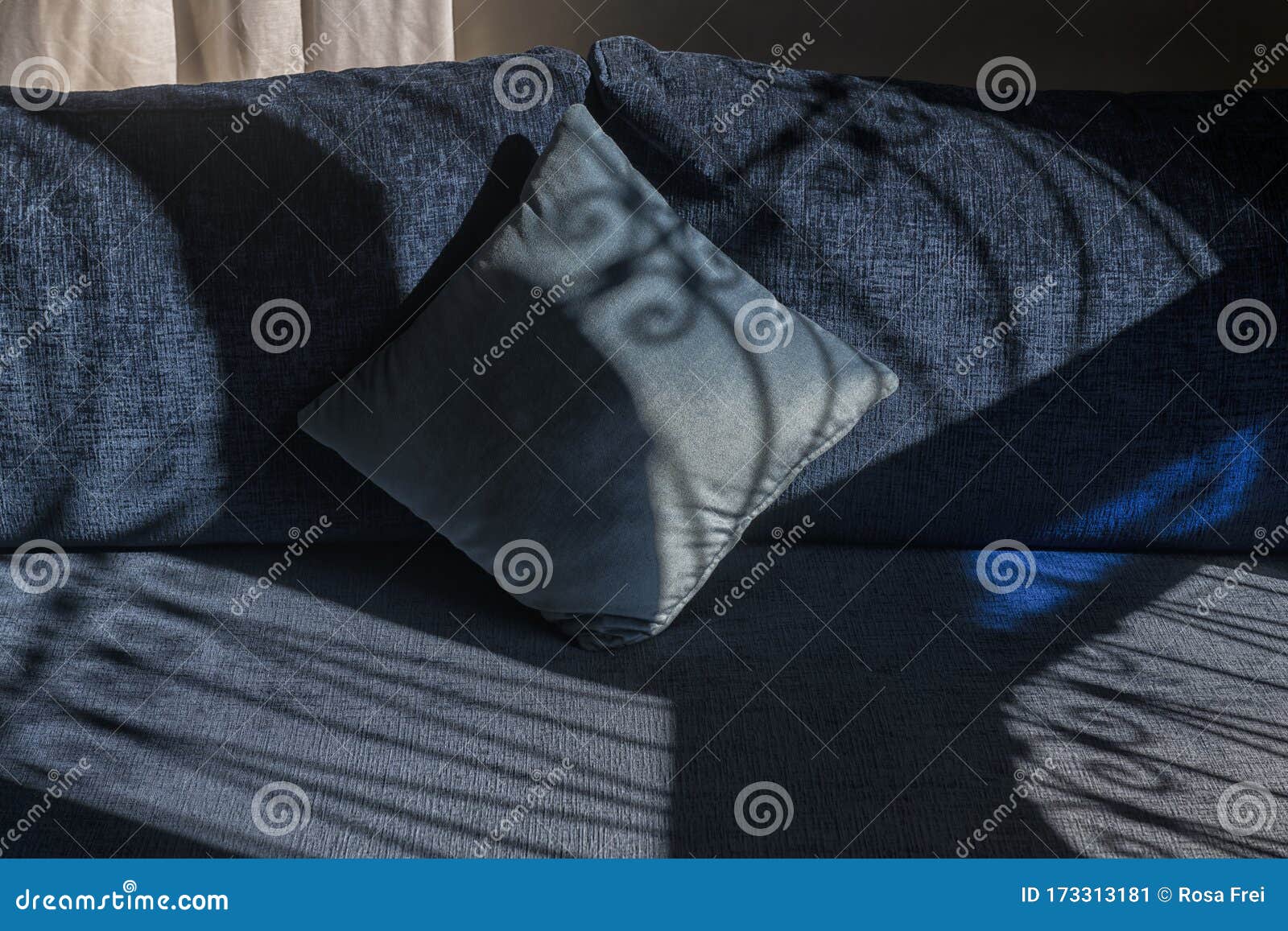 Dark Blue Cushions with Shadows from Beautiful Window Grids Stock Image ...