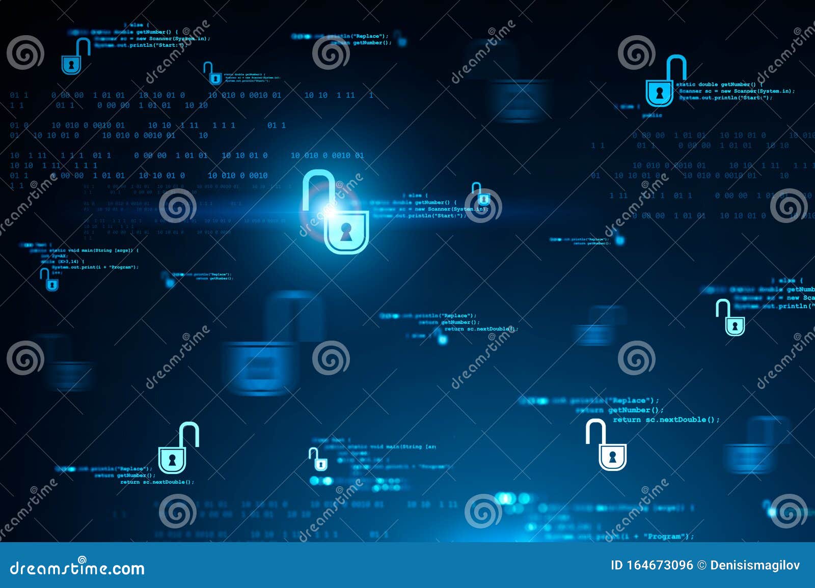 Dark Blue Cyber Security Interface Stock Illustration - Illustration of ...