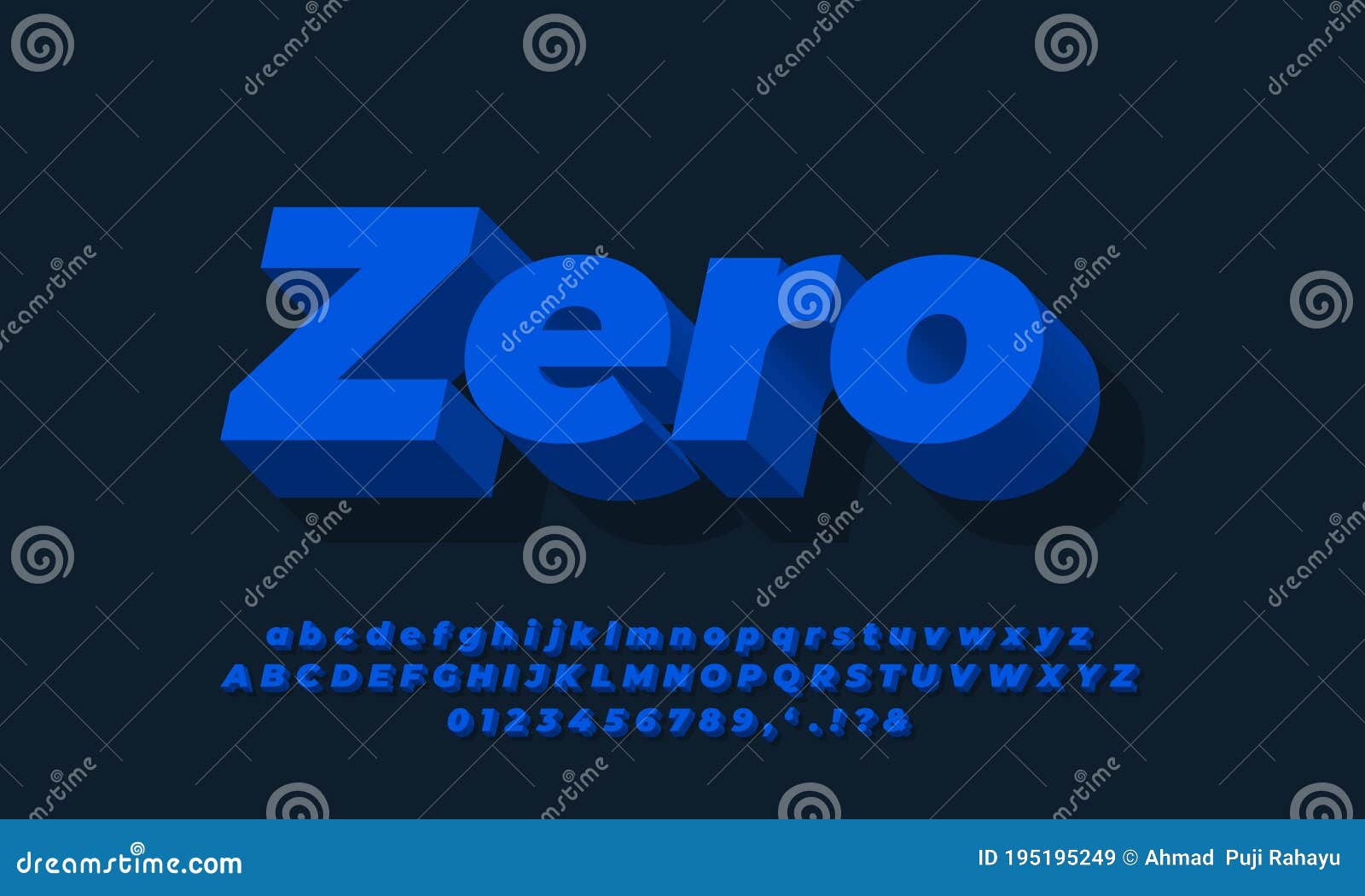 Dark Blue 3d Text Effect or Font Effect Design Stock Vector ...