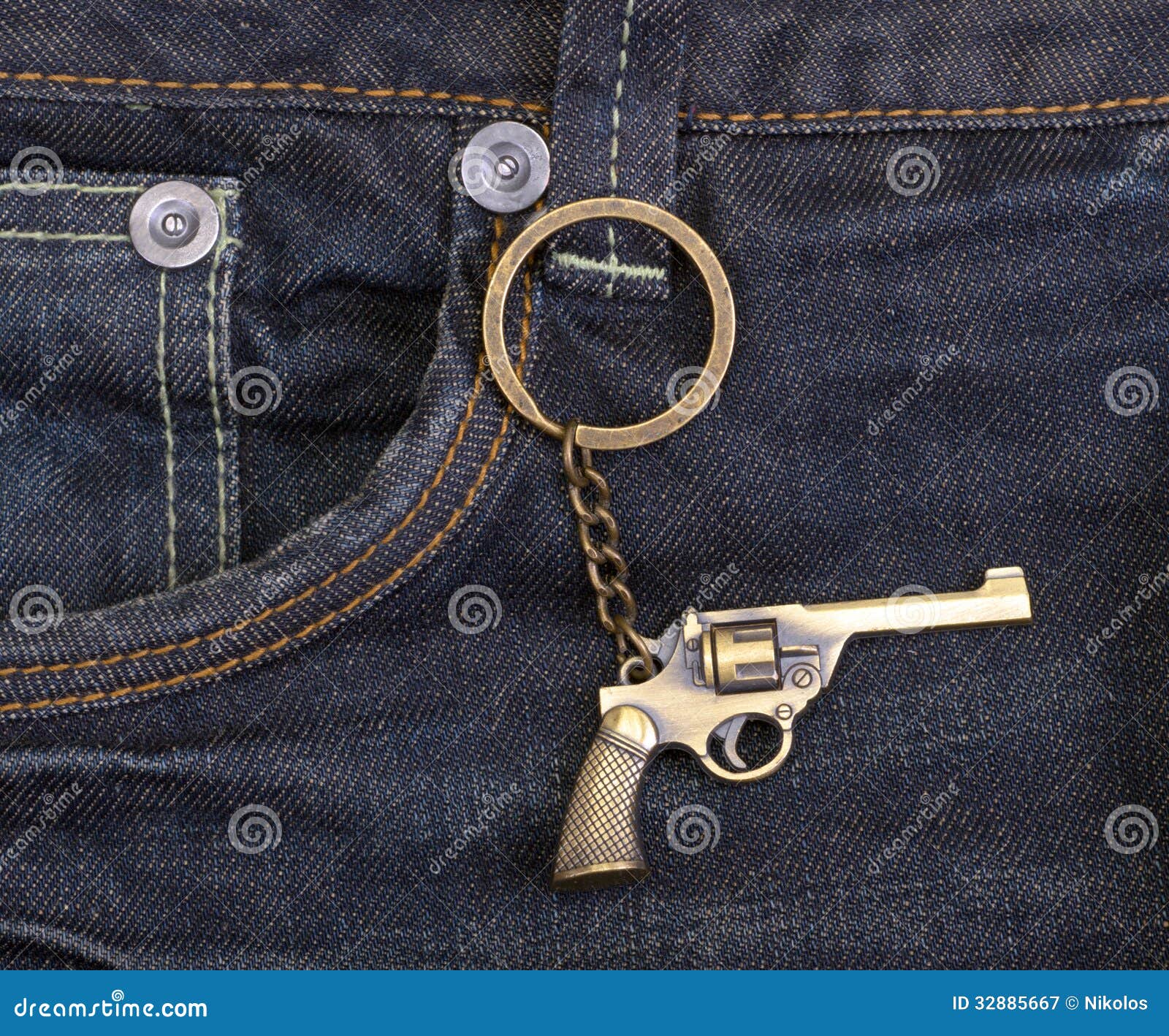 Dark Blue Denim Jeans with a Gun Stock Image - Image of denim, material ...