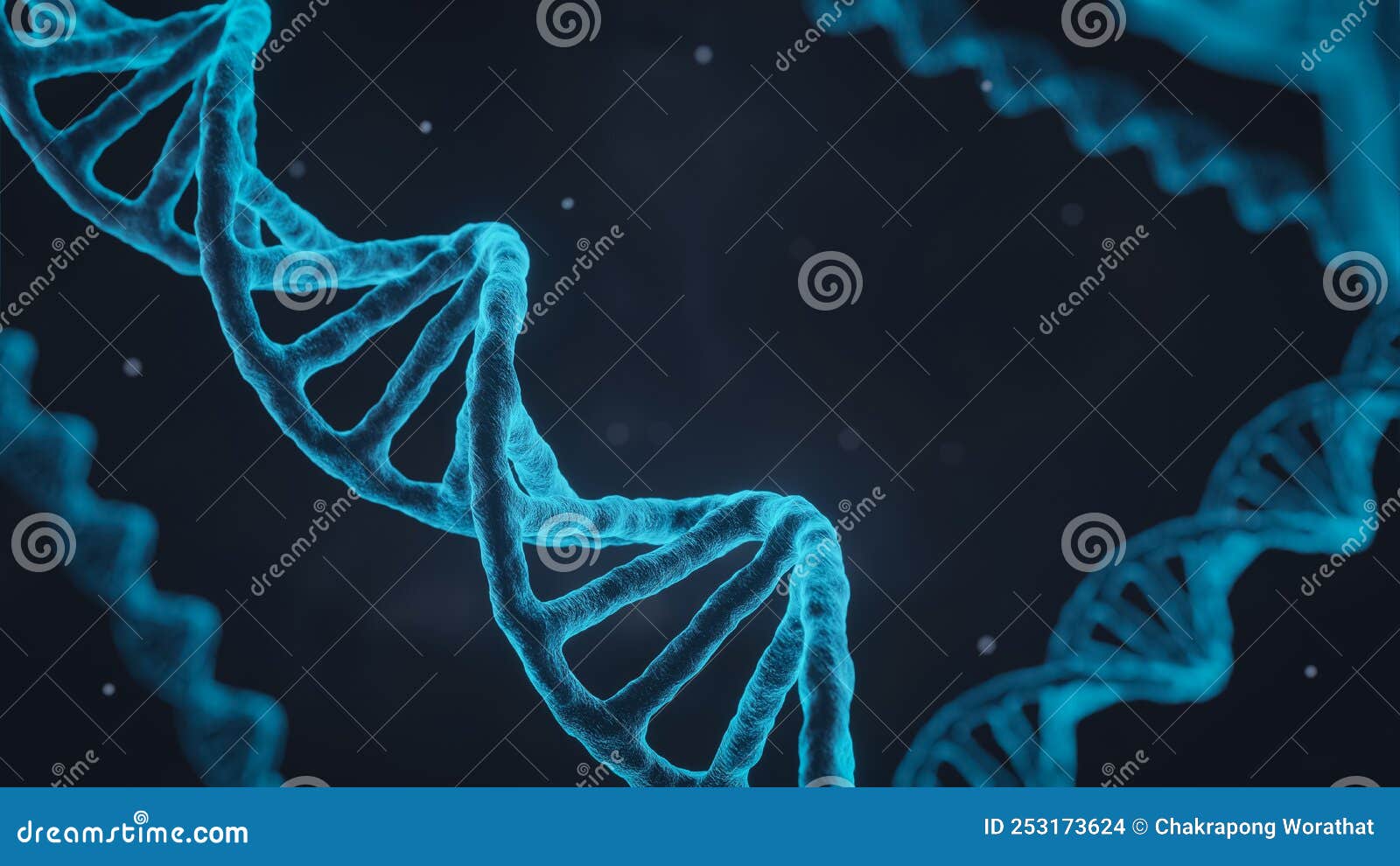Dark Blue DNA Structure Isolated Background. 3D Illustration Stock ...