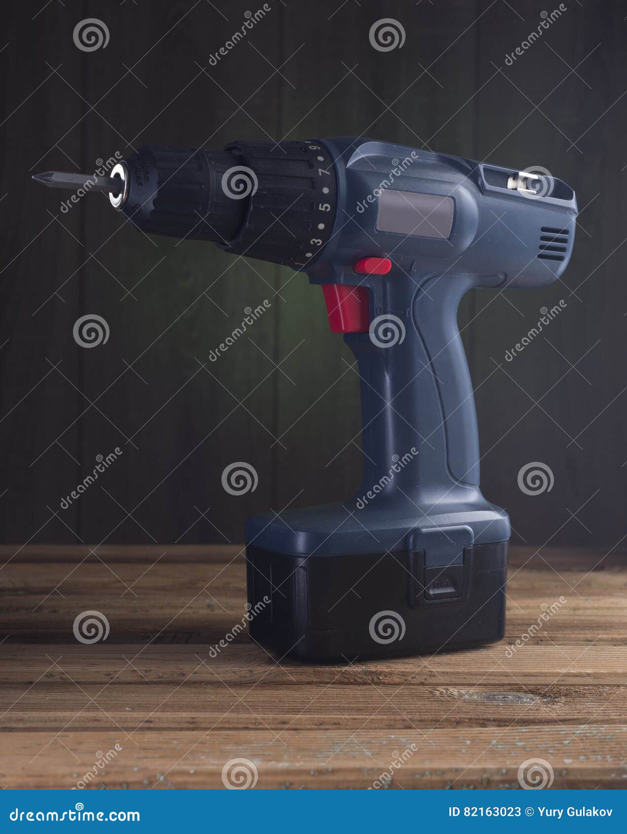 Dark blue drill. stock image. Image of carpentry, house - 82163023