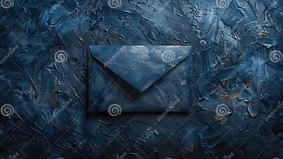 Dark Blue Envelope on Textured Surface Stock Image - Image of sleek ...