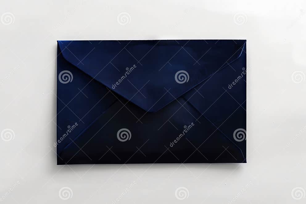 A Dark Blue Envelope on a White Surface Stock Image - Image of white ...