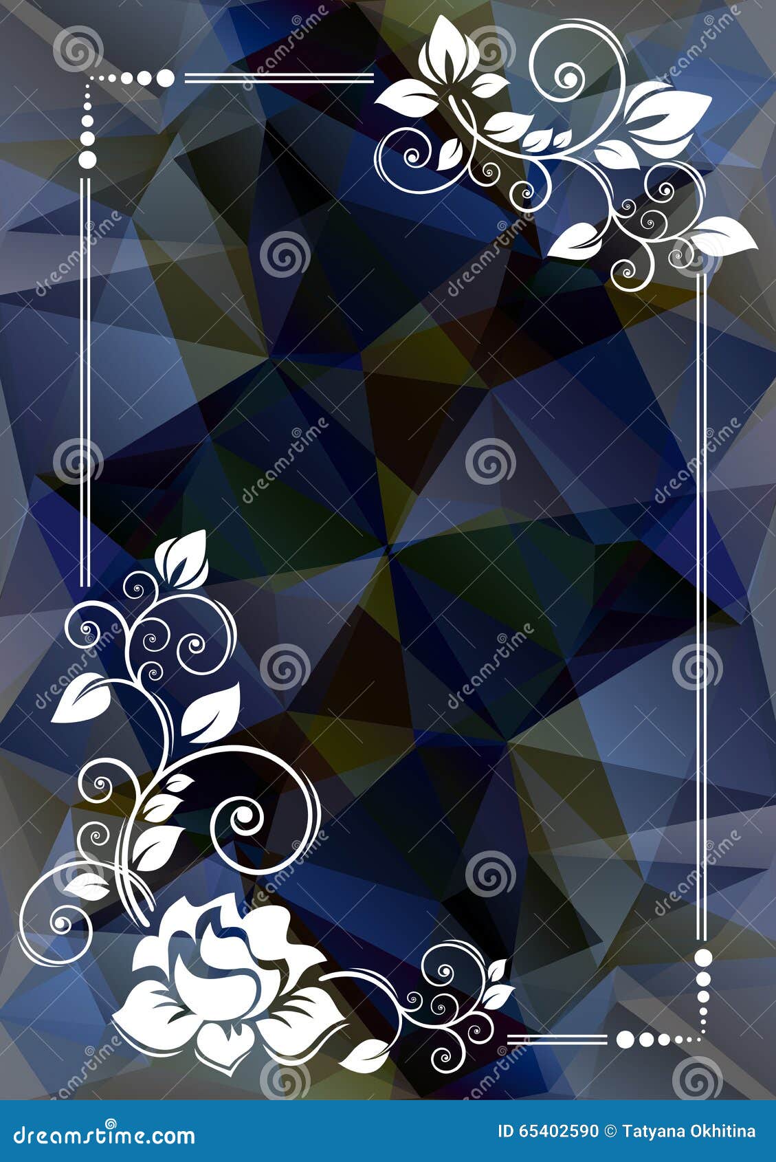 Dark blue floral border stock vector. Illustration of facet - 65402590