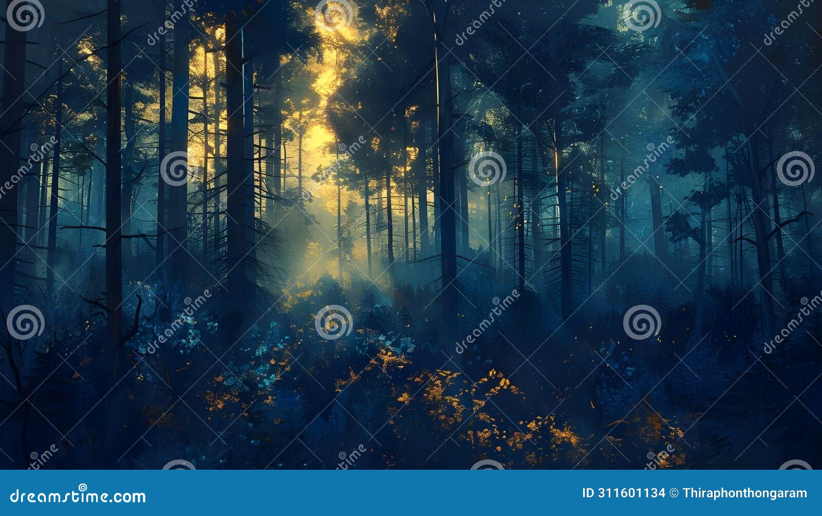 Dark blue forest stock illustration. Illustration of dark - 311601134