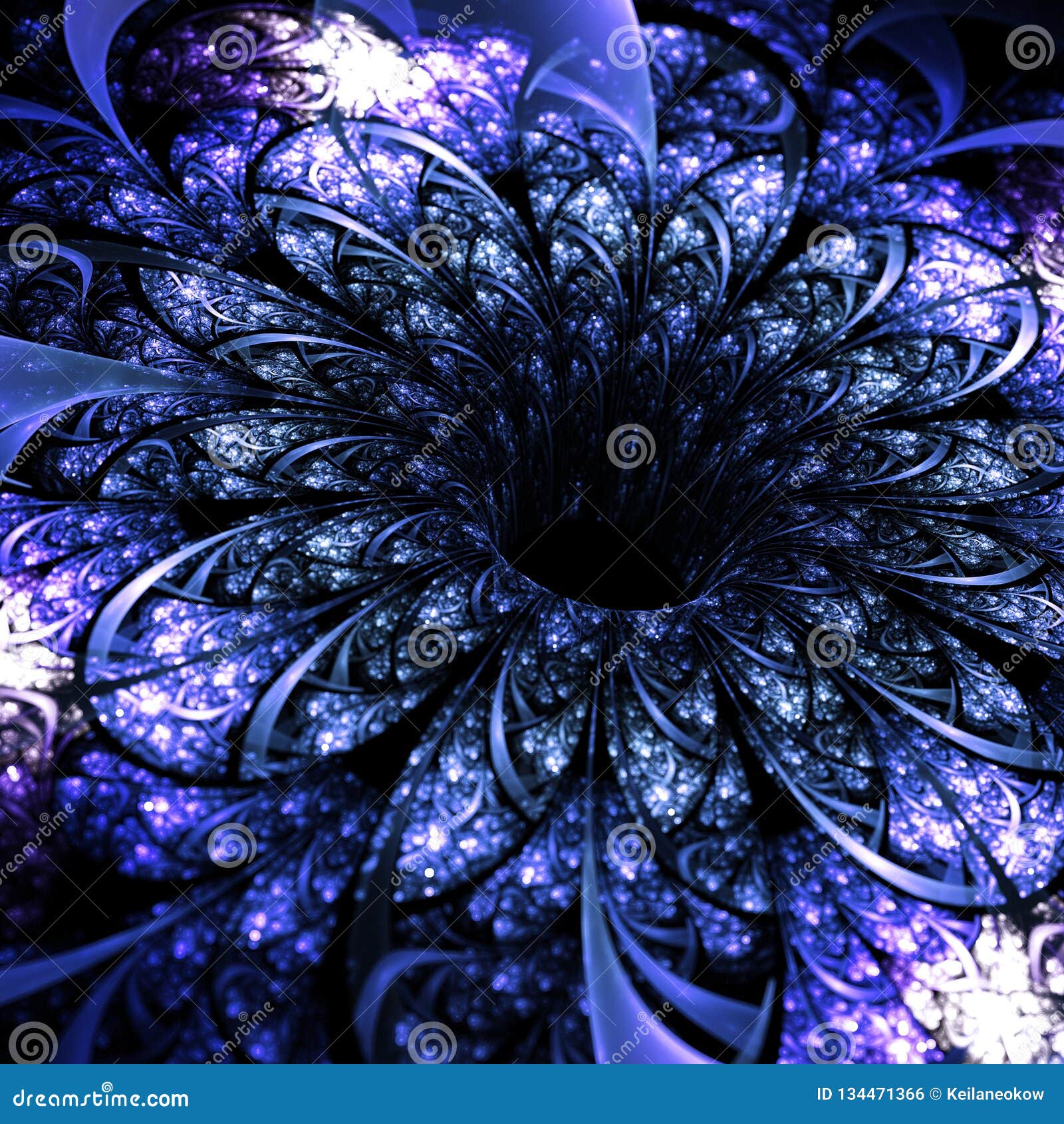 Dark Blue Fractal Flower Stock Illustration Illustration Of Abstract