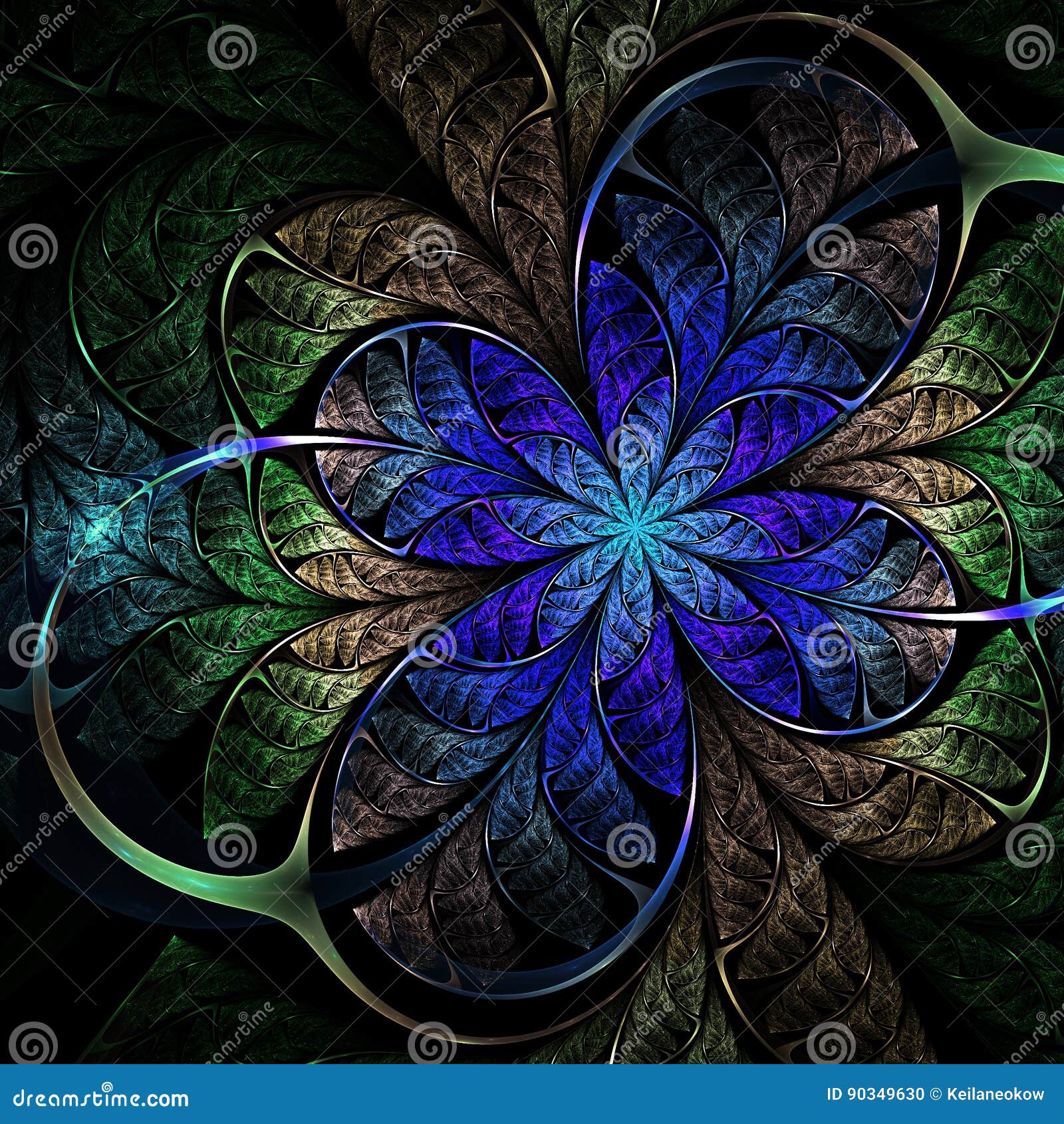 Dark Blue Fractal Flower Stock Illustration Illustration Of Elegant