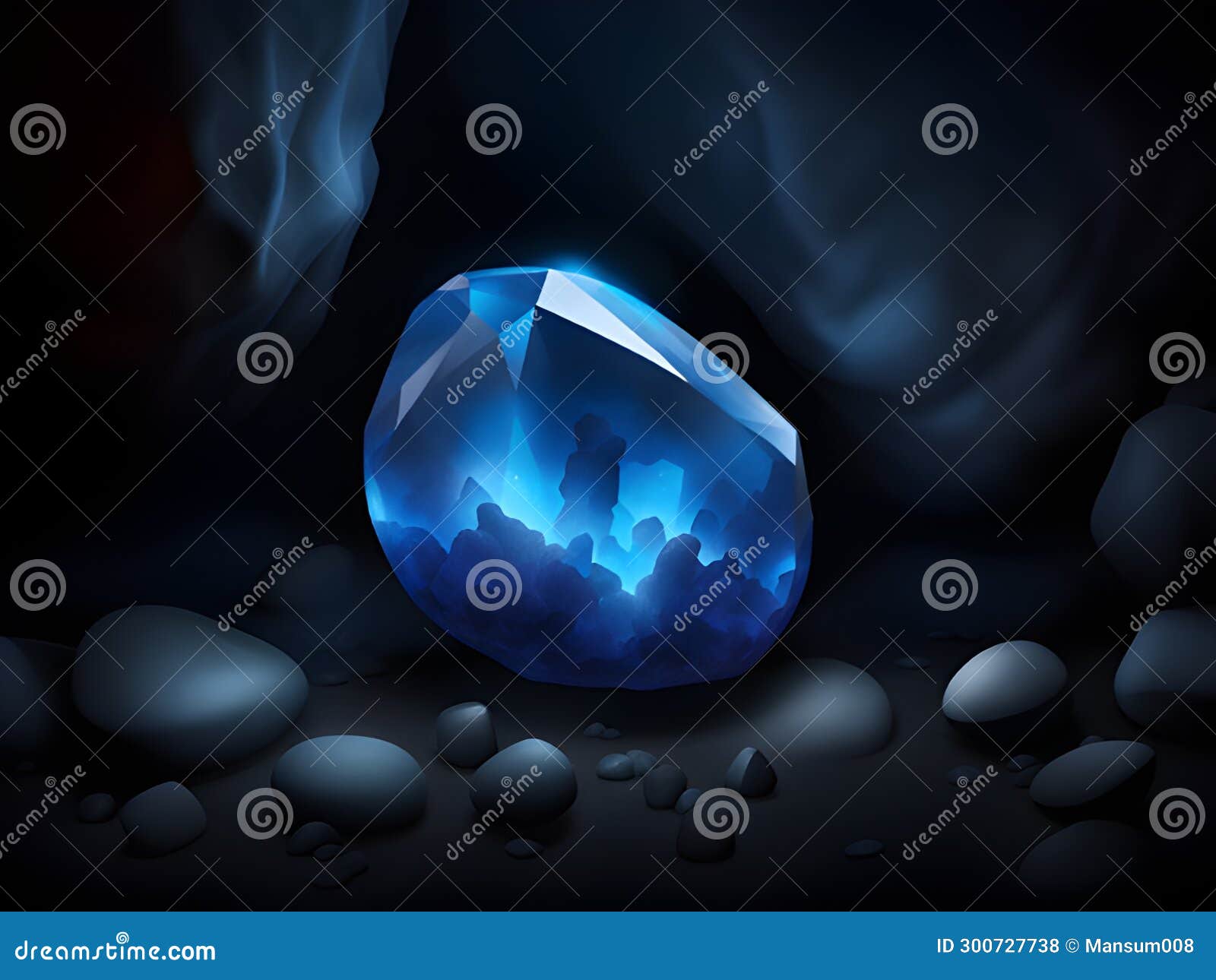 Dark blue gem in the cave stock illustration. Illustration of isolated ...