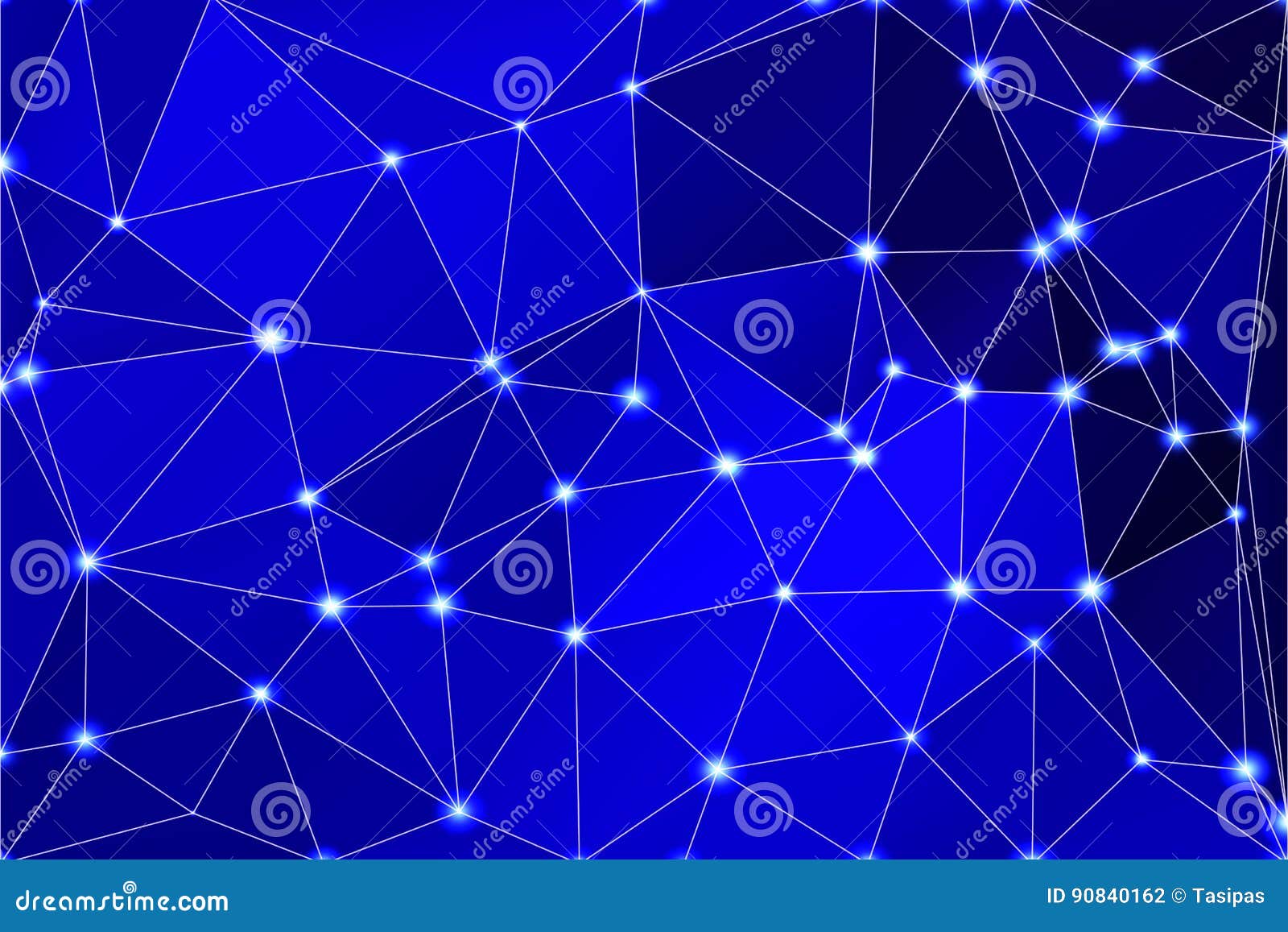 Dark Blue Geometric Background with Mesh and Lights Stock Vector ...