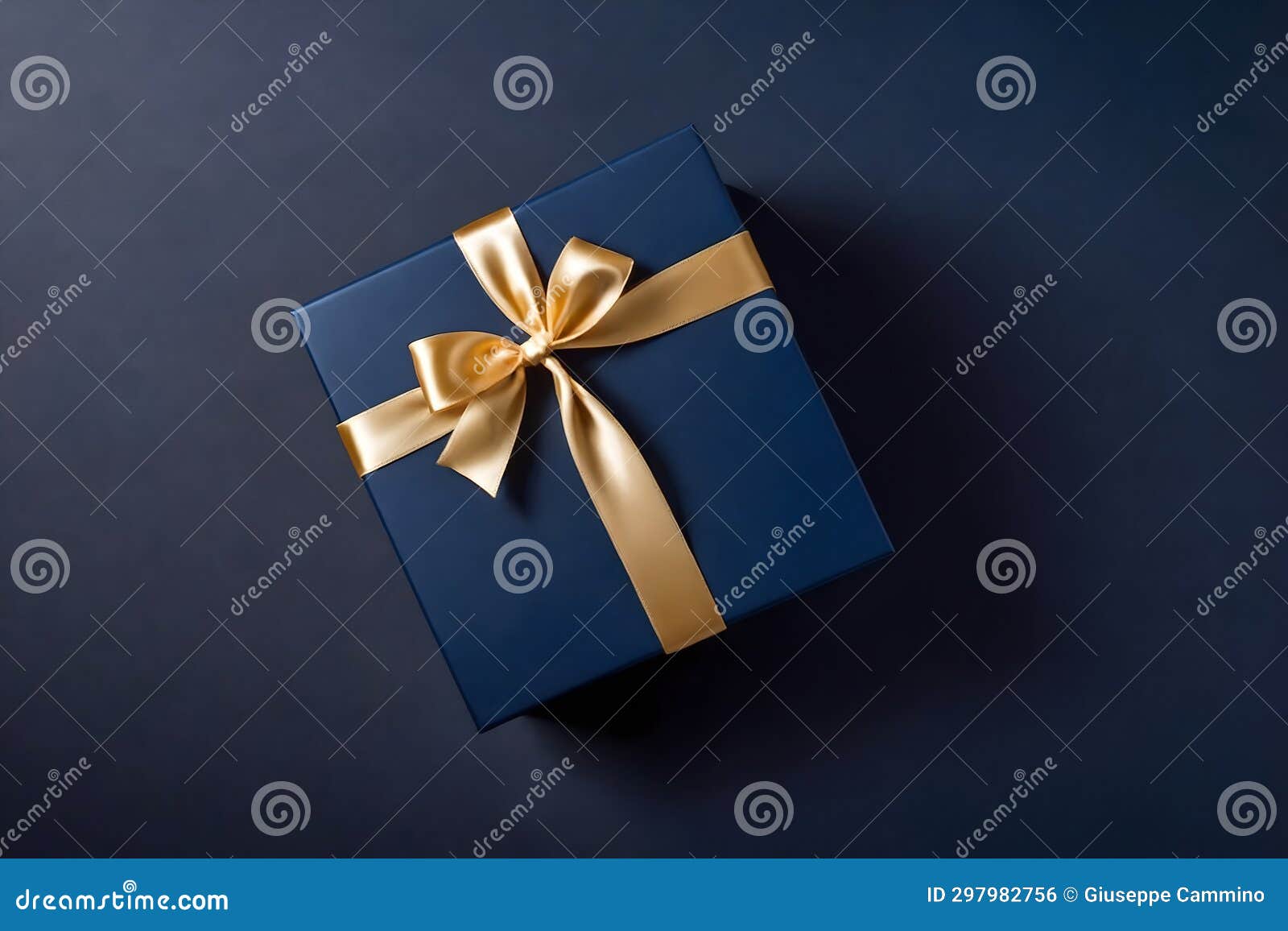 Dark Blue Gift Box with Gold Satin Ribbon Stock Illustration ...
