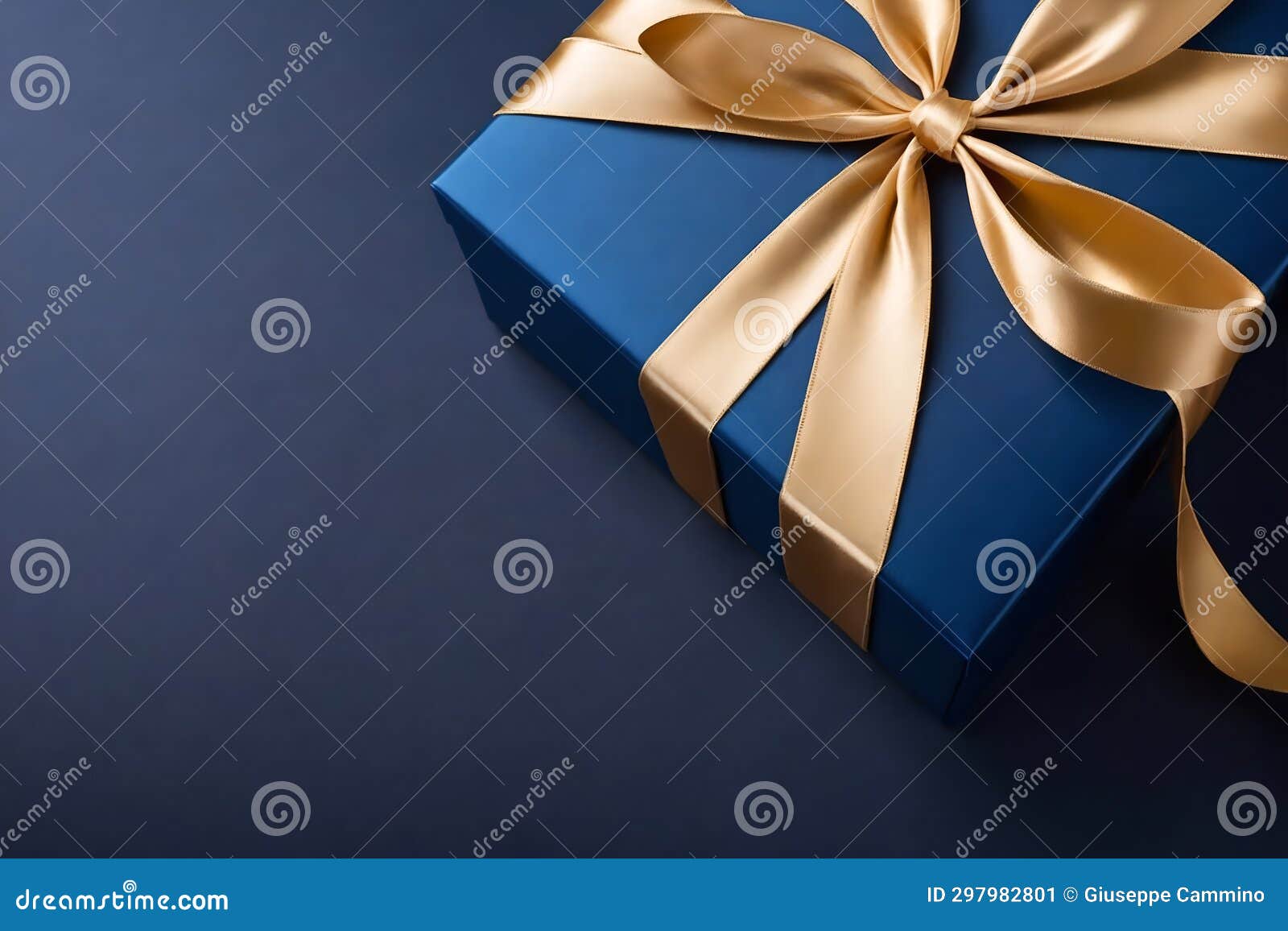 Dark Blue Gift Box with Gold Satin Ribbon Stock Illustration ...