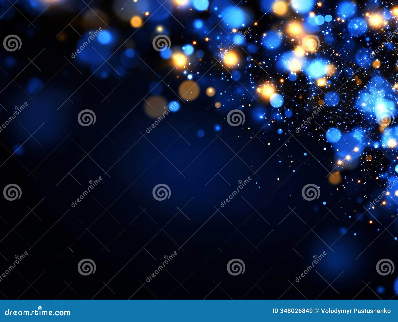 A Dark Blue and Gold Background with Bokeh Lights Stock Image - Image ...