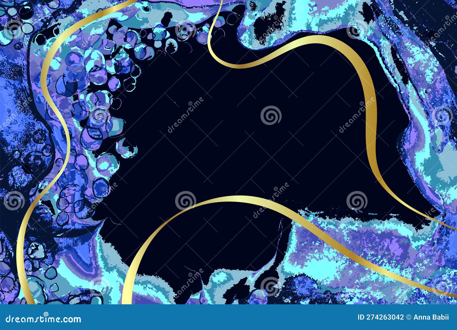 Dark Blue and Gold Round Drops Watercolor Vector Background Stock ...